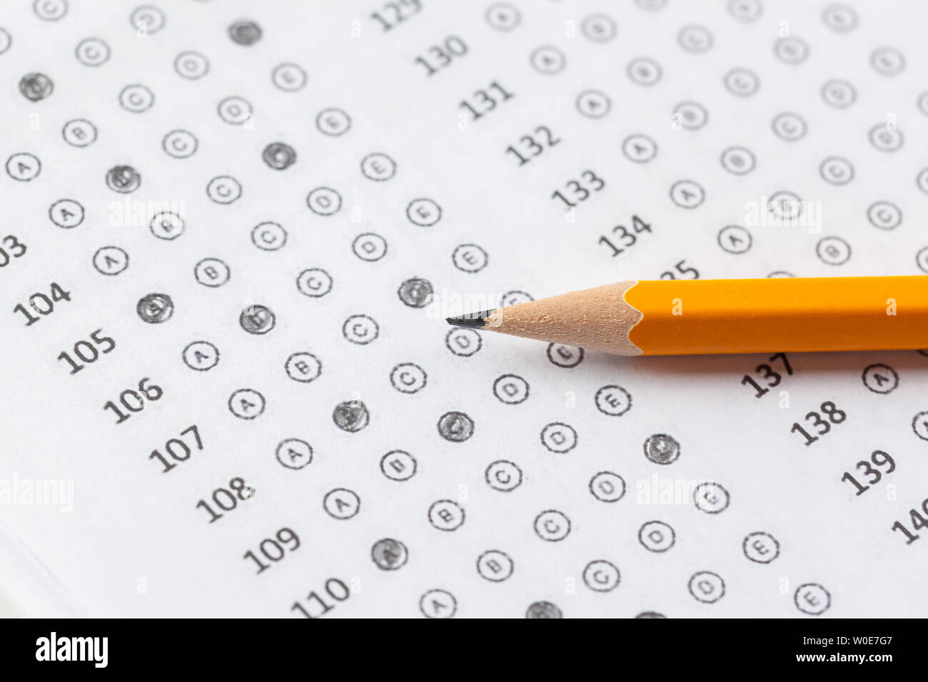 Test score sheet with answers Stock Photo - Alamy