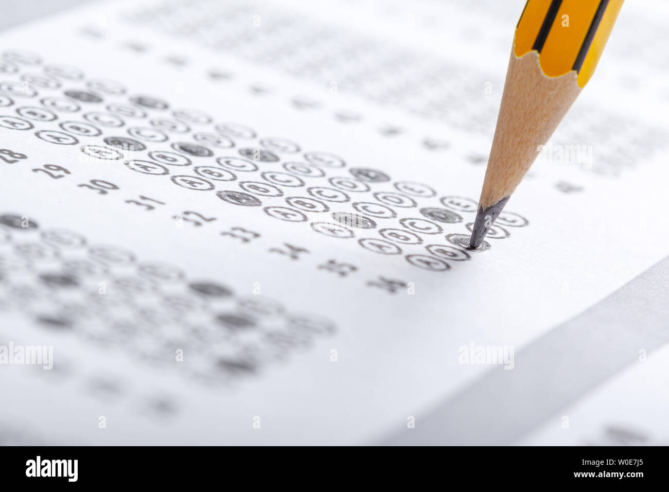 Test score sheet with answers Stock Photo - Alamy