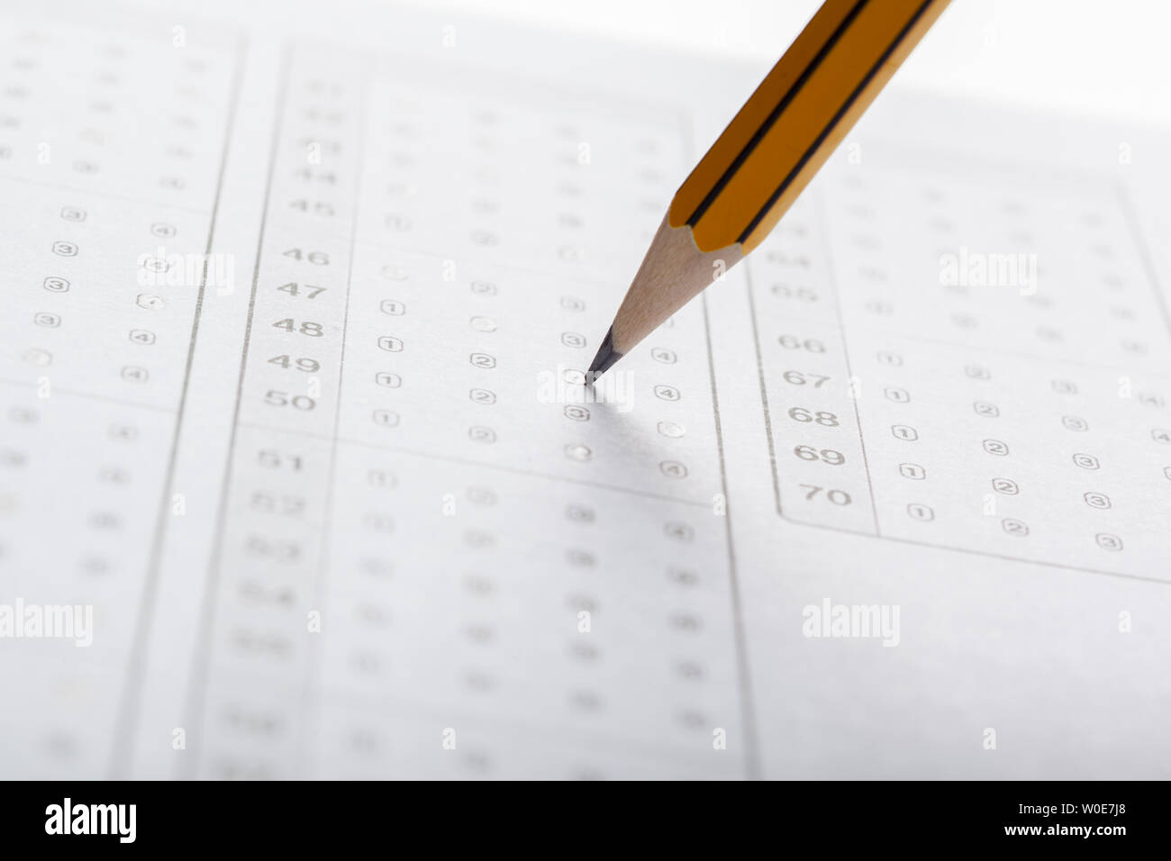 Test score sheet with answers Stock Photo - Alamy