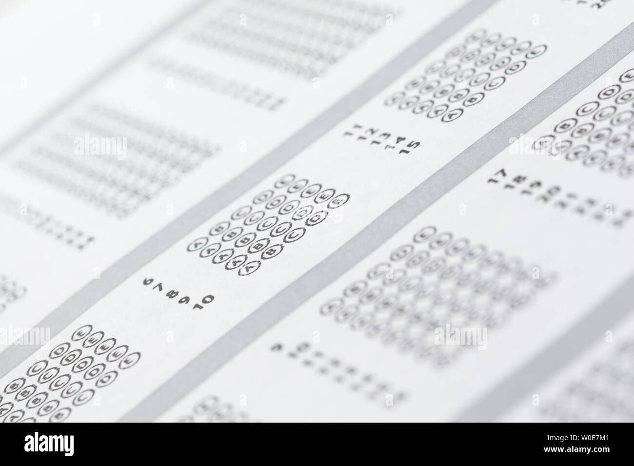 Test score sheet with answers Stock Photo - Alamy