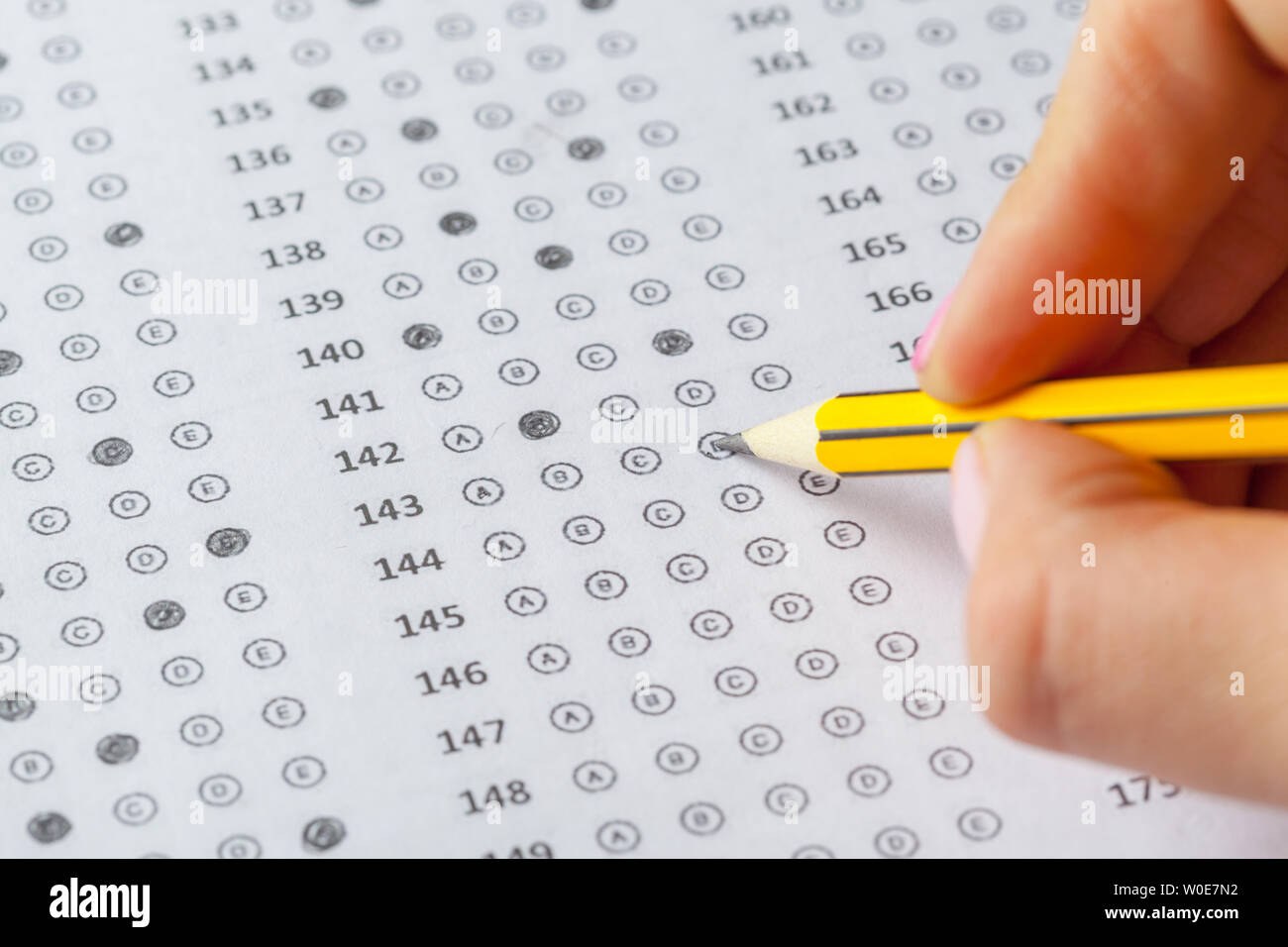 Test score sheet with answers Stock Photo - Alamy