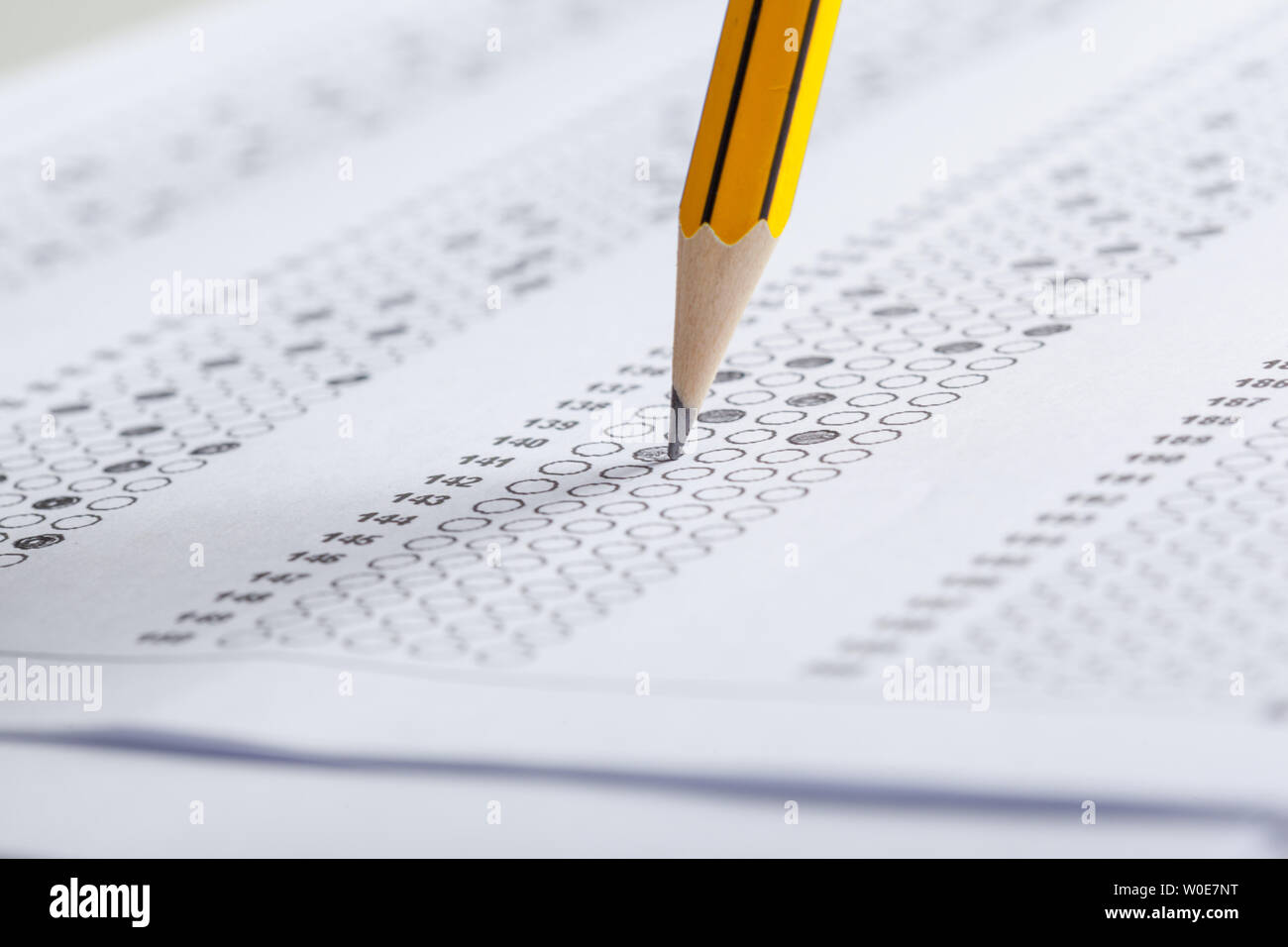 Test score sheet with answers Stock Photo - Alamy