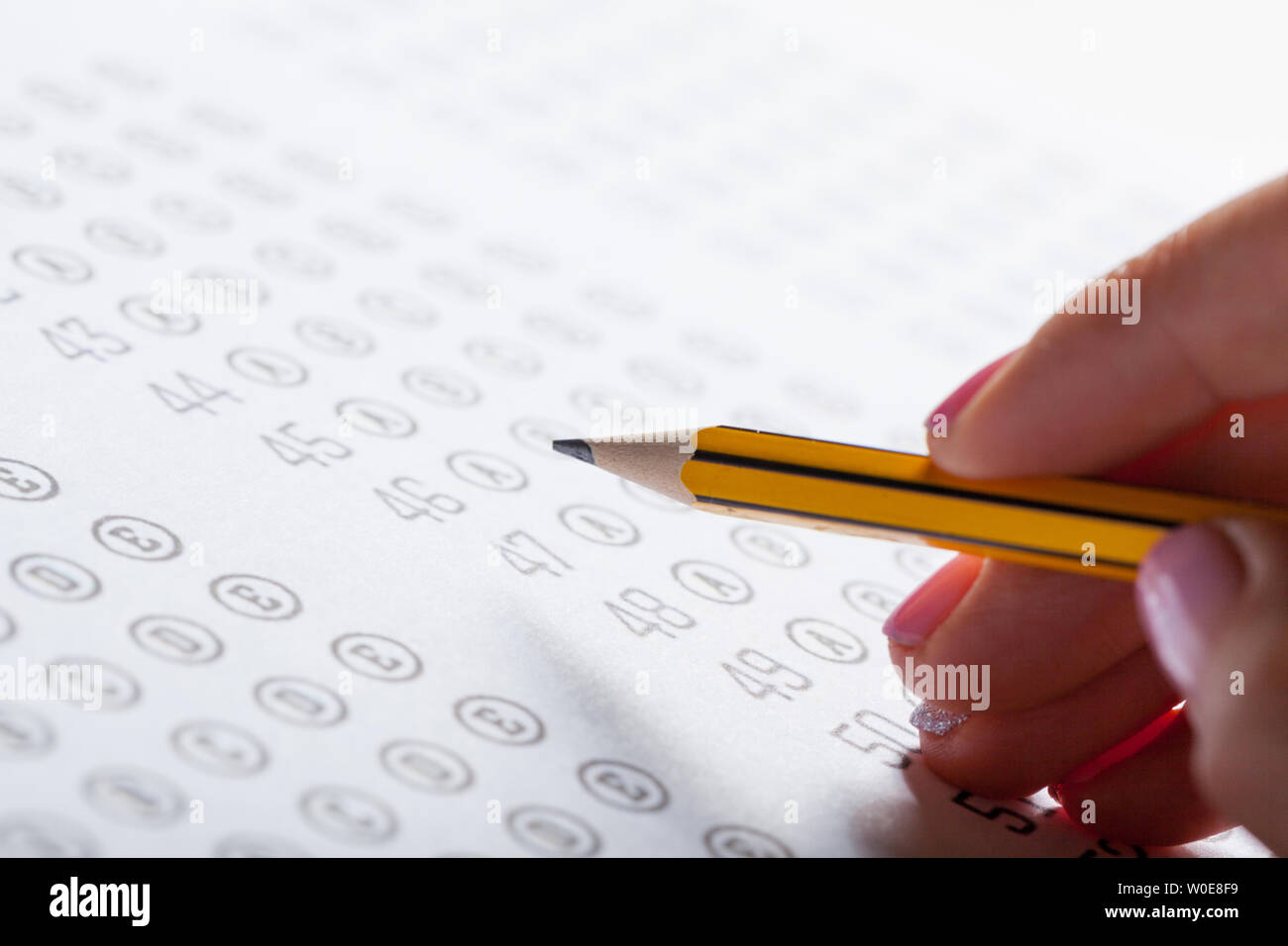 Test score sheet with answers Stock Photo - Alamy