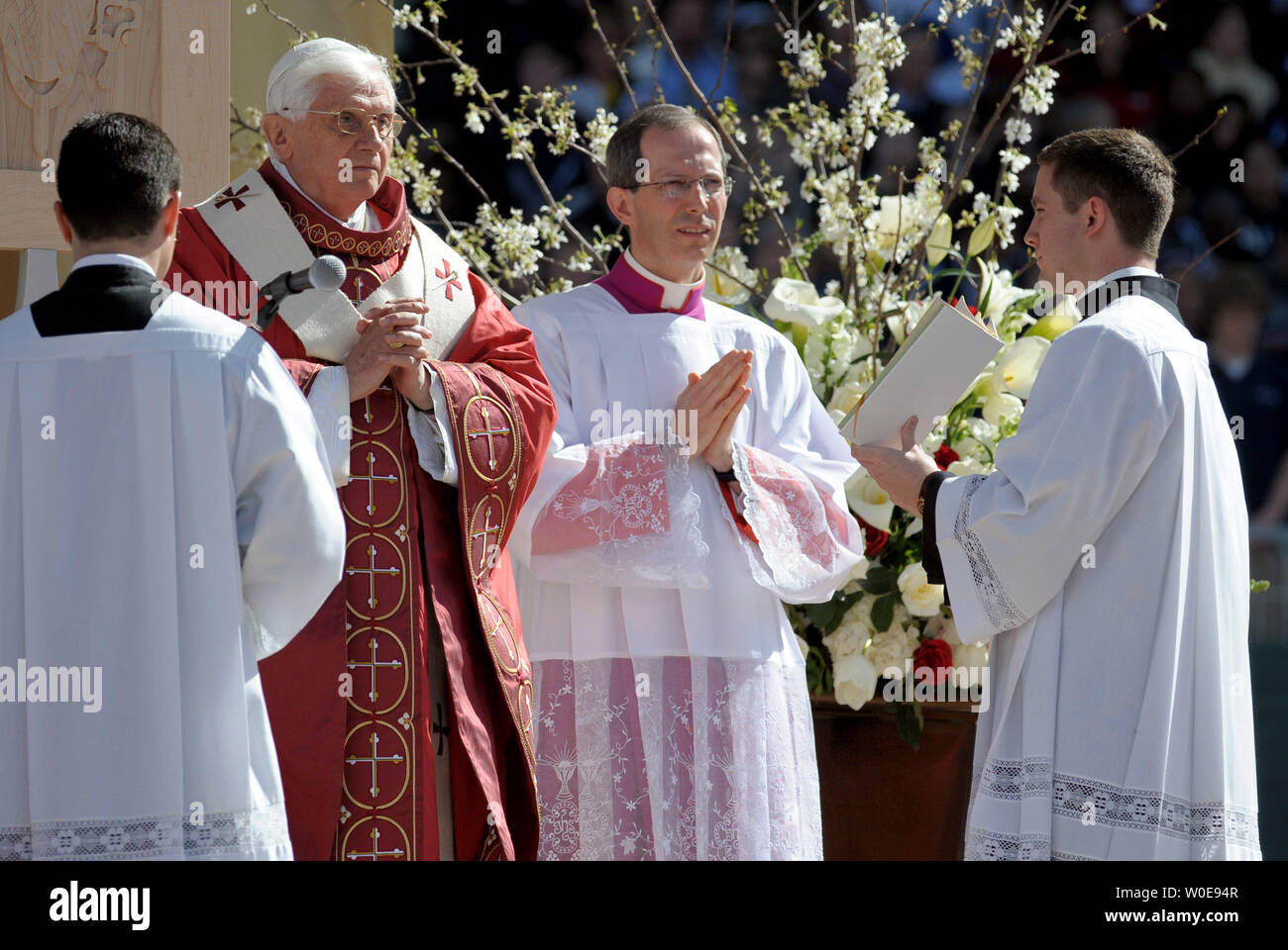 Pope Benedict XVI celebrates mass at Nationals Park in Washington on ...