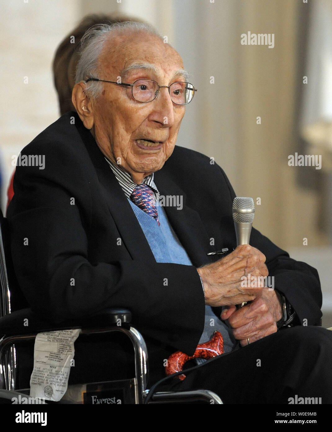 Heart surgeon Dr. Michael DeBakey speaks after receiving a ...