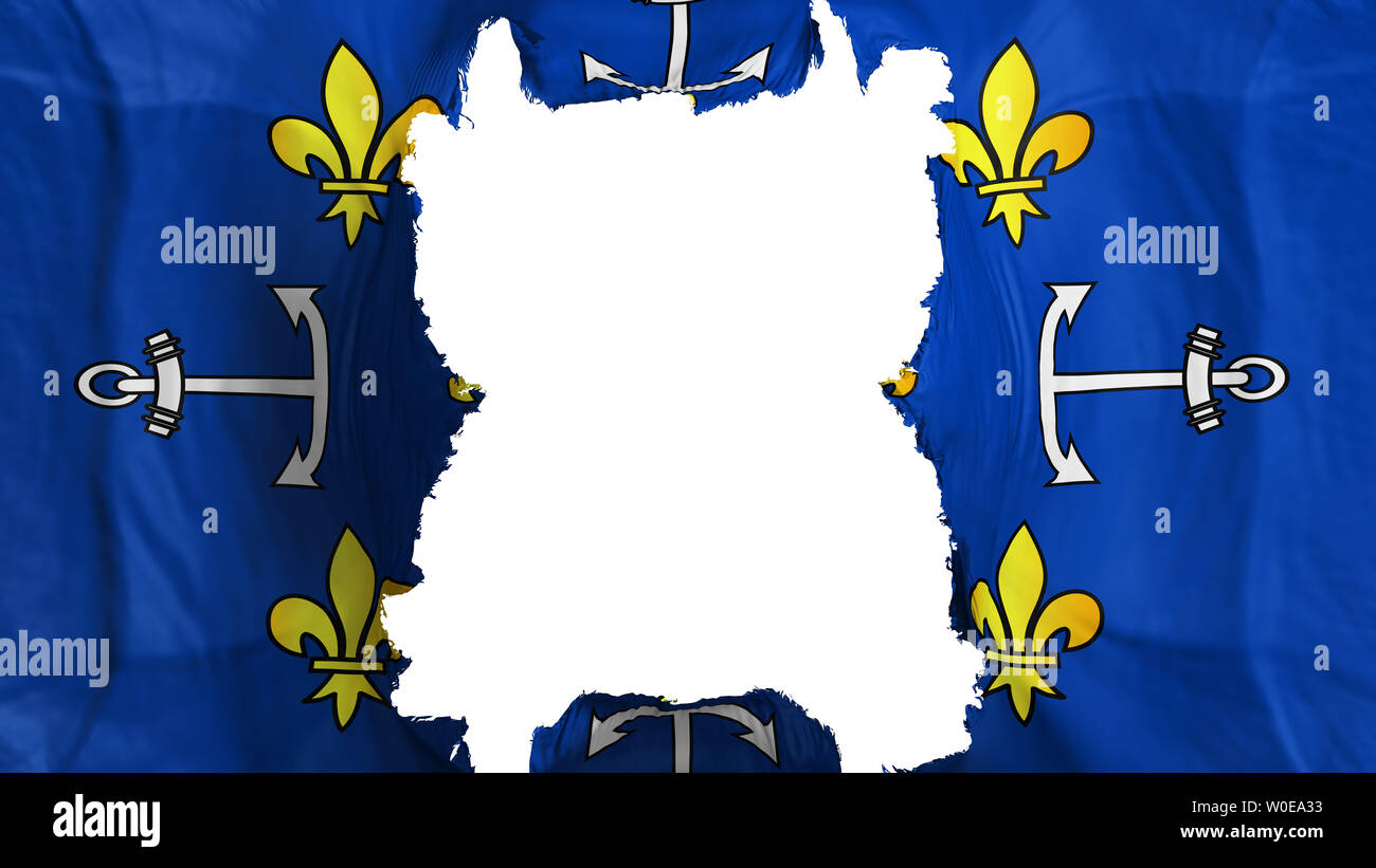 Ripped Port Louis city, capital of Mauritius flying flag, over white ...