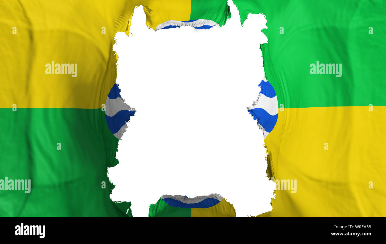 Ripped Nairobi city, capital of Kenya flying flag, over white ...