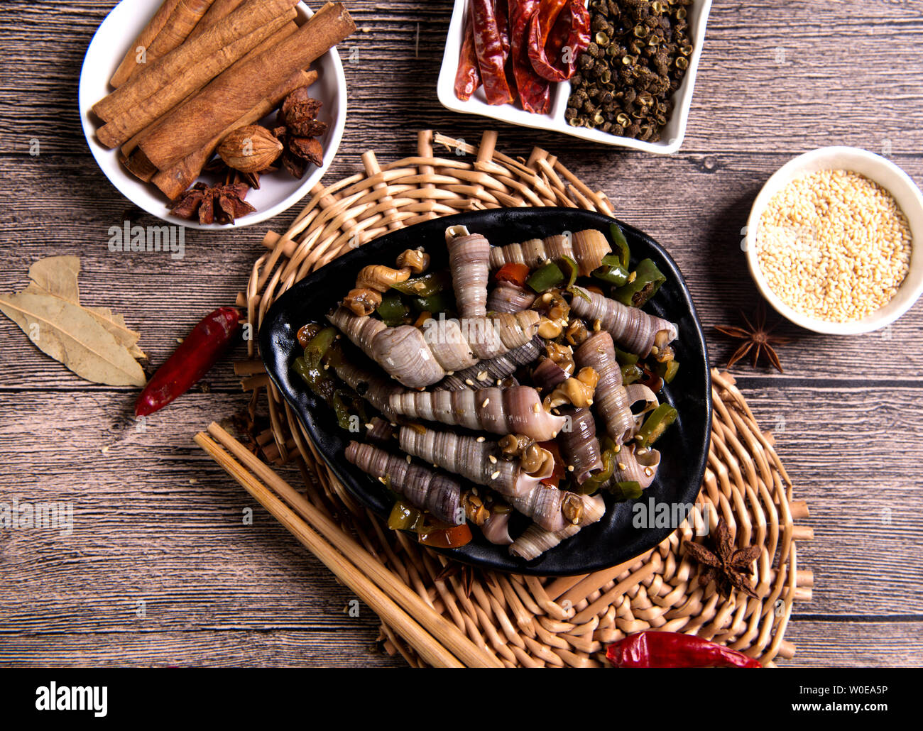 Spicy seafood snail Stock Photo - Alamy