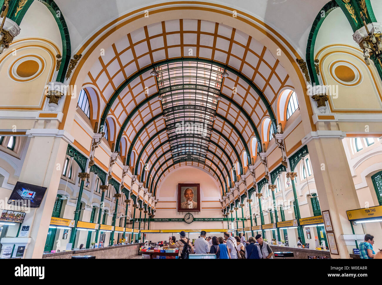 Vietnam, Ho Chi Minh (Saigon), interior of the Central Post Office ...