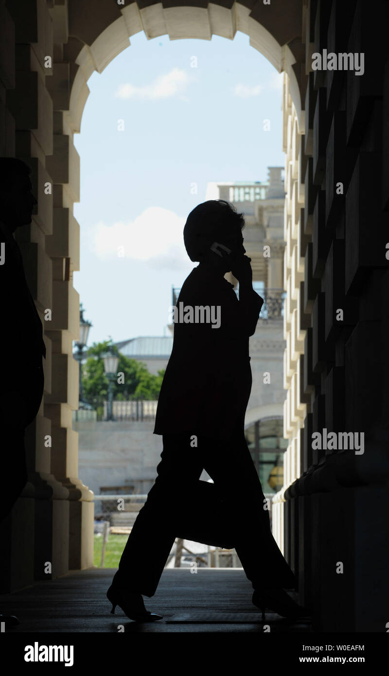 Presidential candidate Sen. Hillary Rodham Clinton, D-NY, talks on a ...