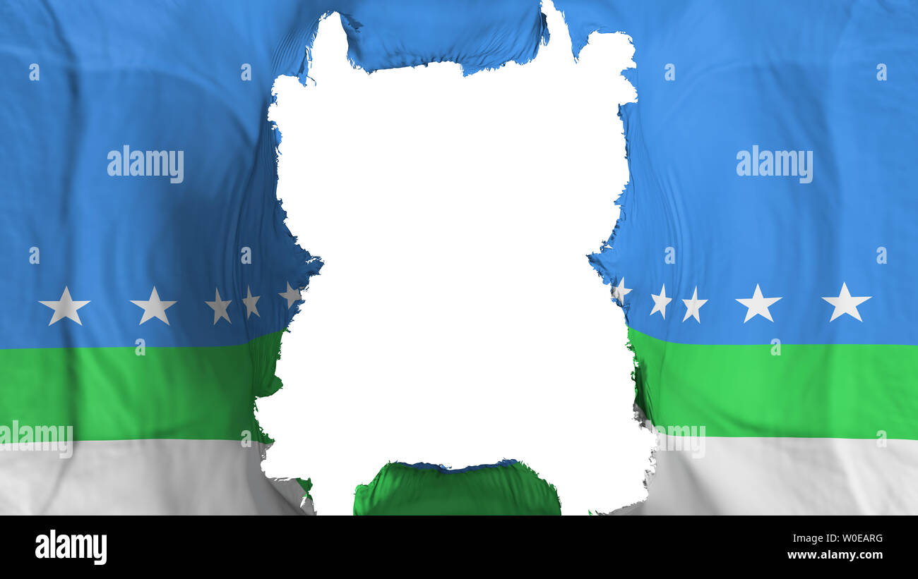 Ripped San Jose city, capital of Costa Rica flying flag, over white ...