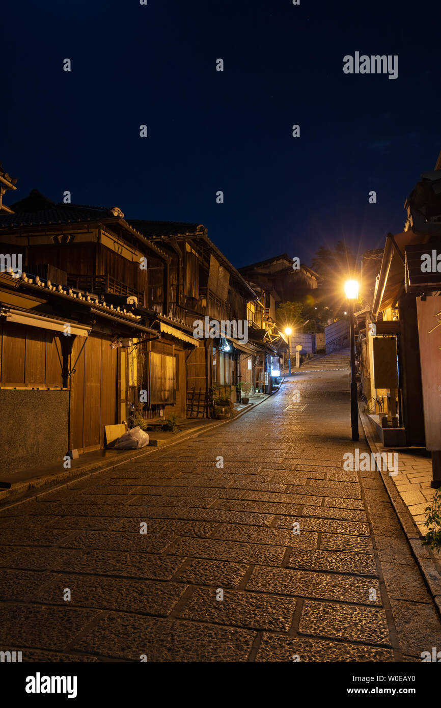 Beautiful traditional streetscape at dusk in Higashiyama district in ...