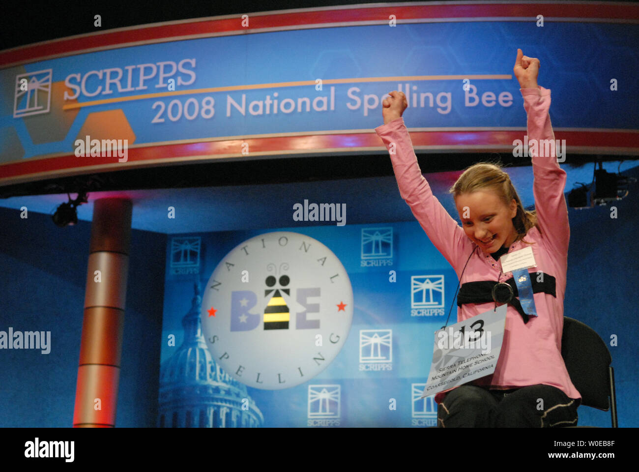 Finalist Tia Thomas reacts after spelling a word correctly at the ...