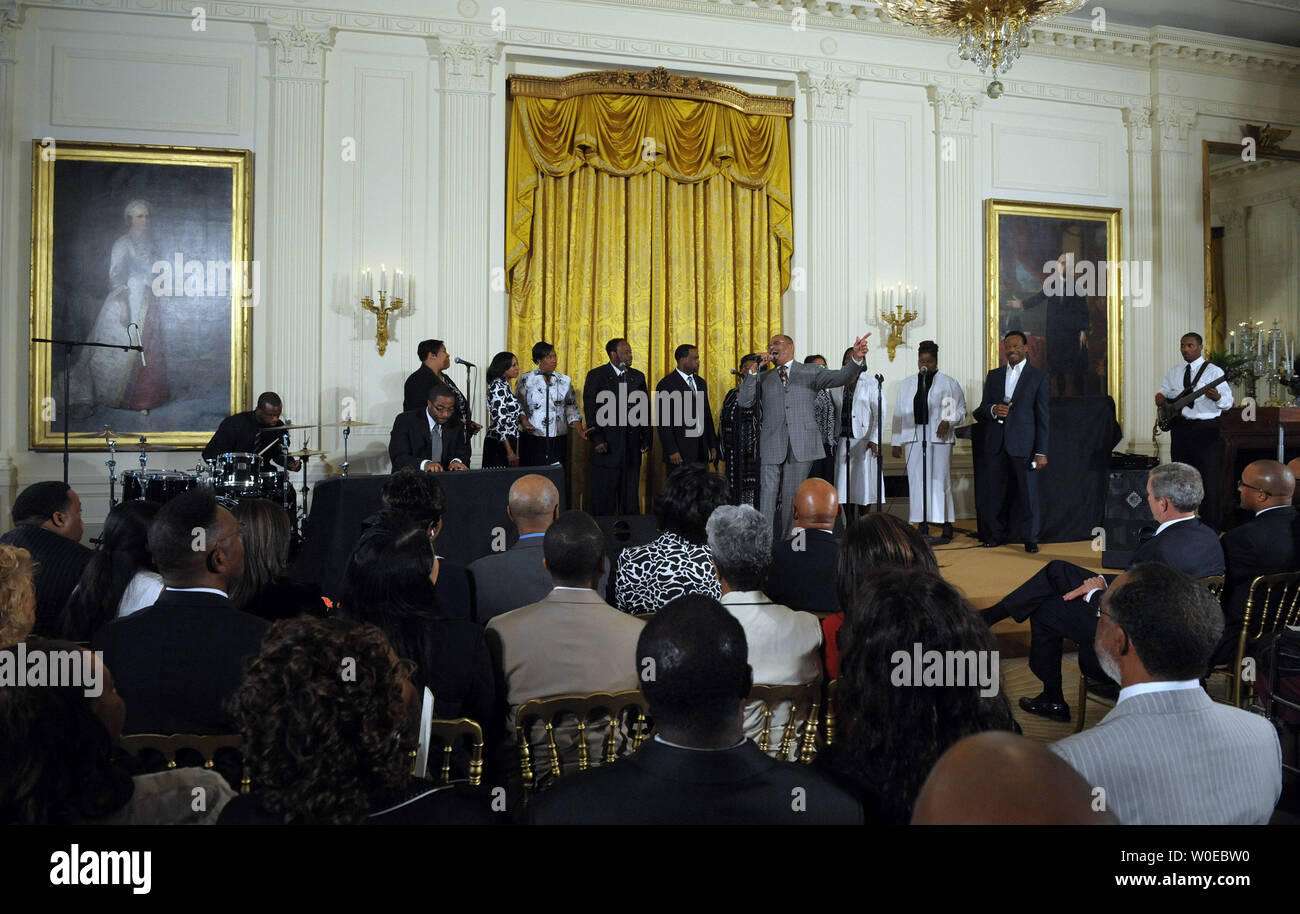 Gospel music is performed during a ceremony in Honor of Black Music ...