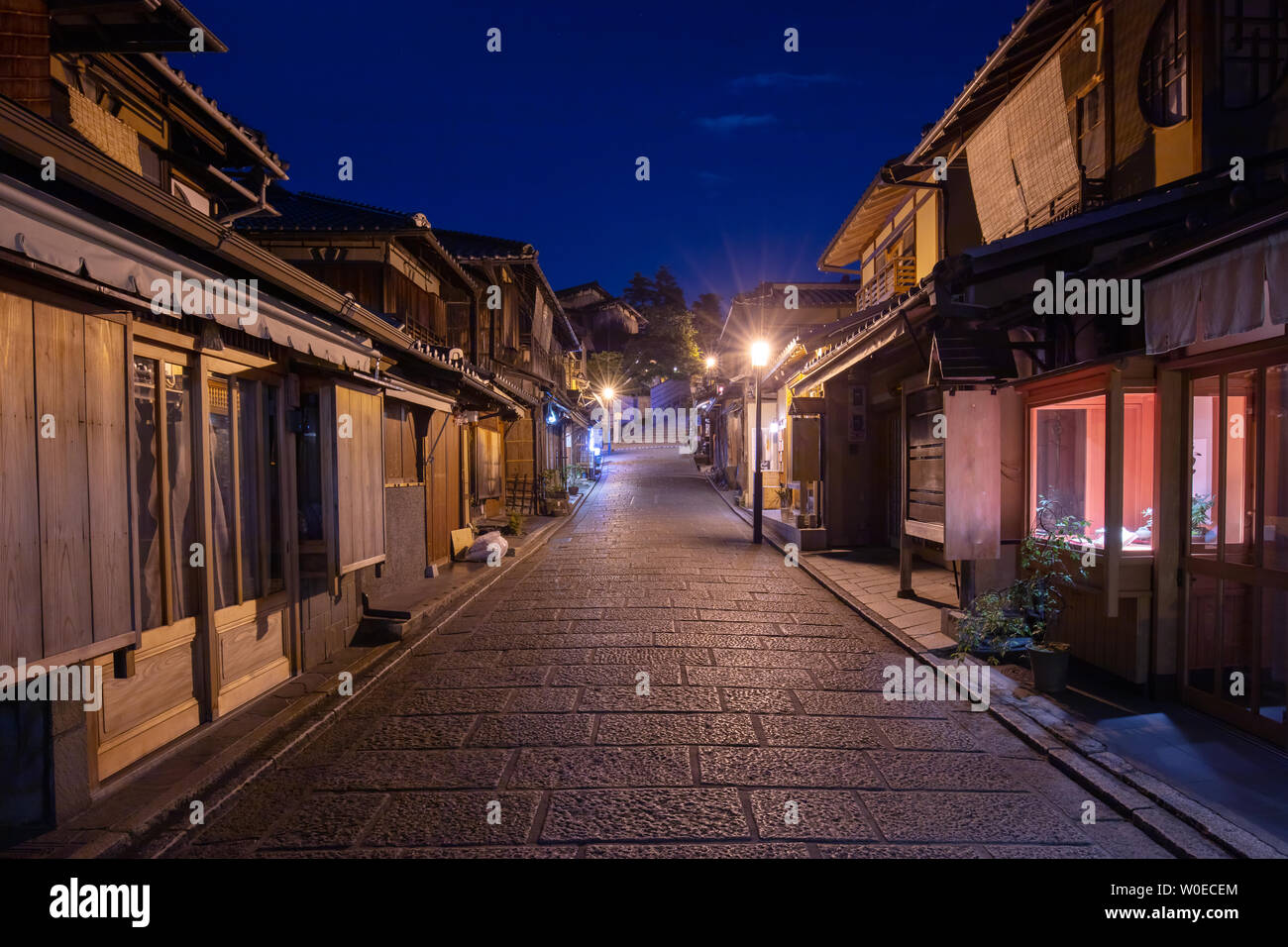 Beautiful traditional streetscape at dusk in Higashiyama district in ...