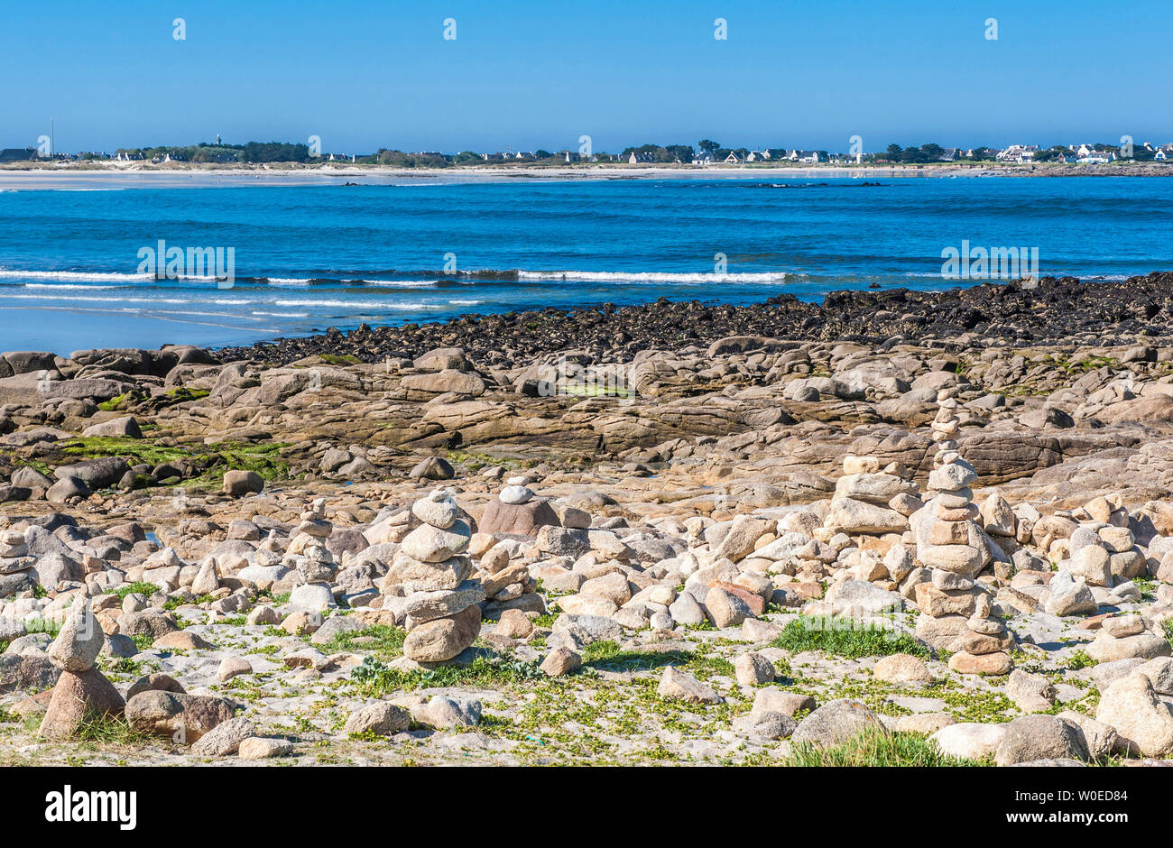 France, Brittany, Bay of Audierne, Penmarch, Pors Carn beach seen from ...