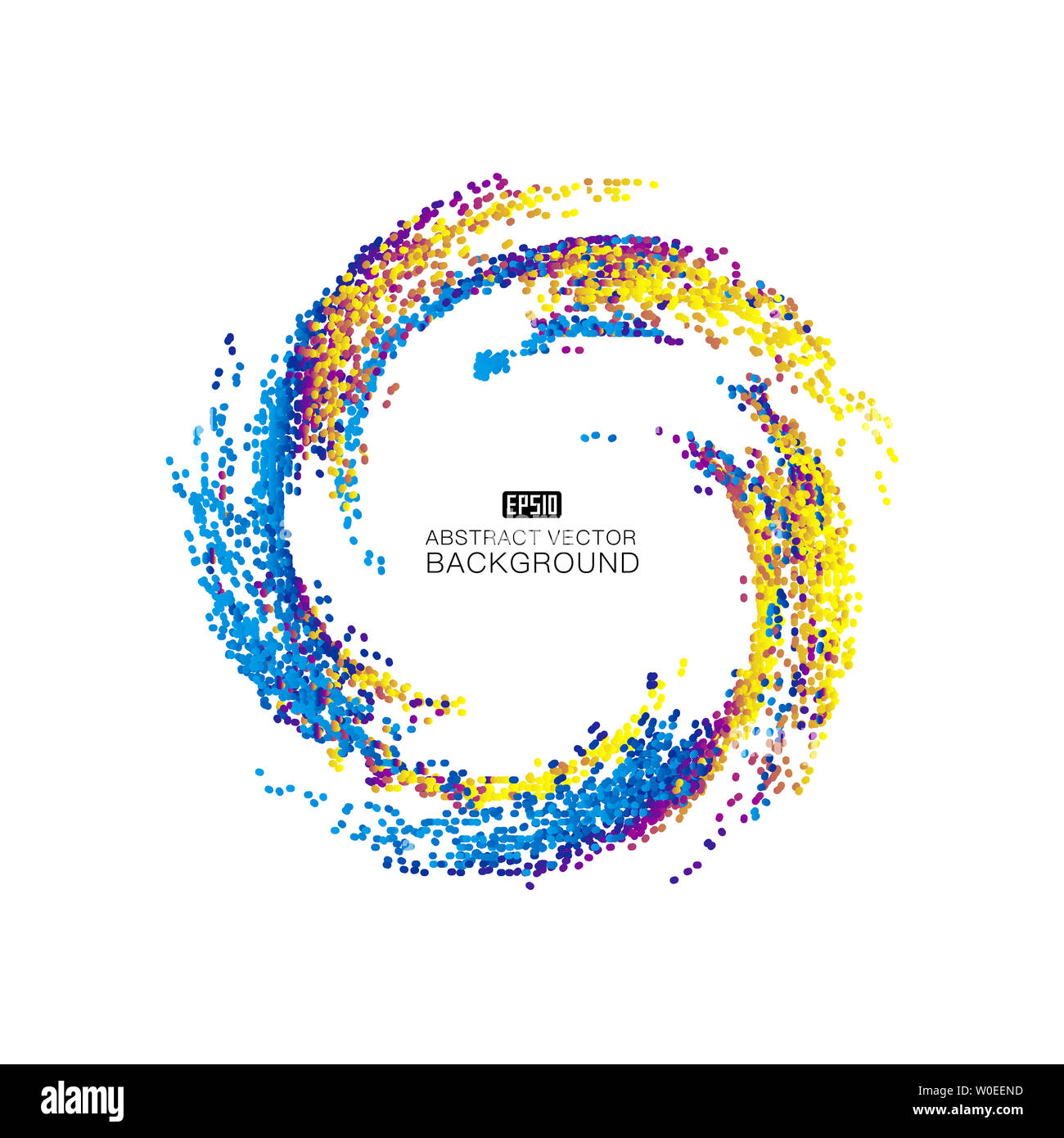 Spiral abstract pattern background composed of colored particle dots ...