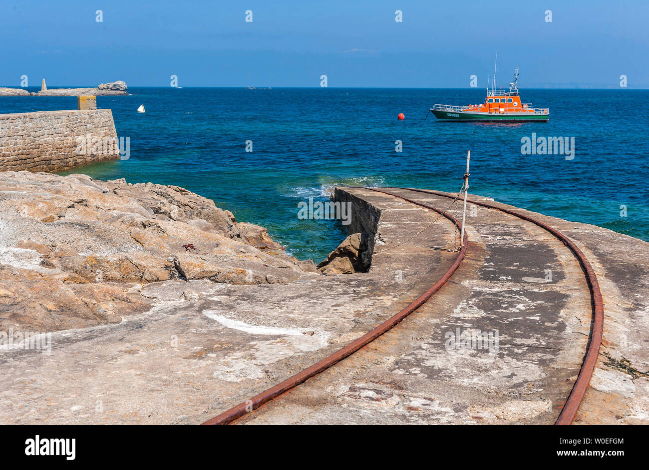 France, Ile de Sein, lifeboat and launching ramp Stock Photo - Alamy