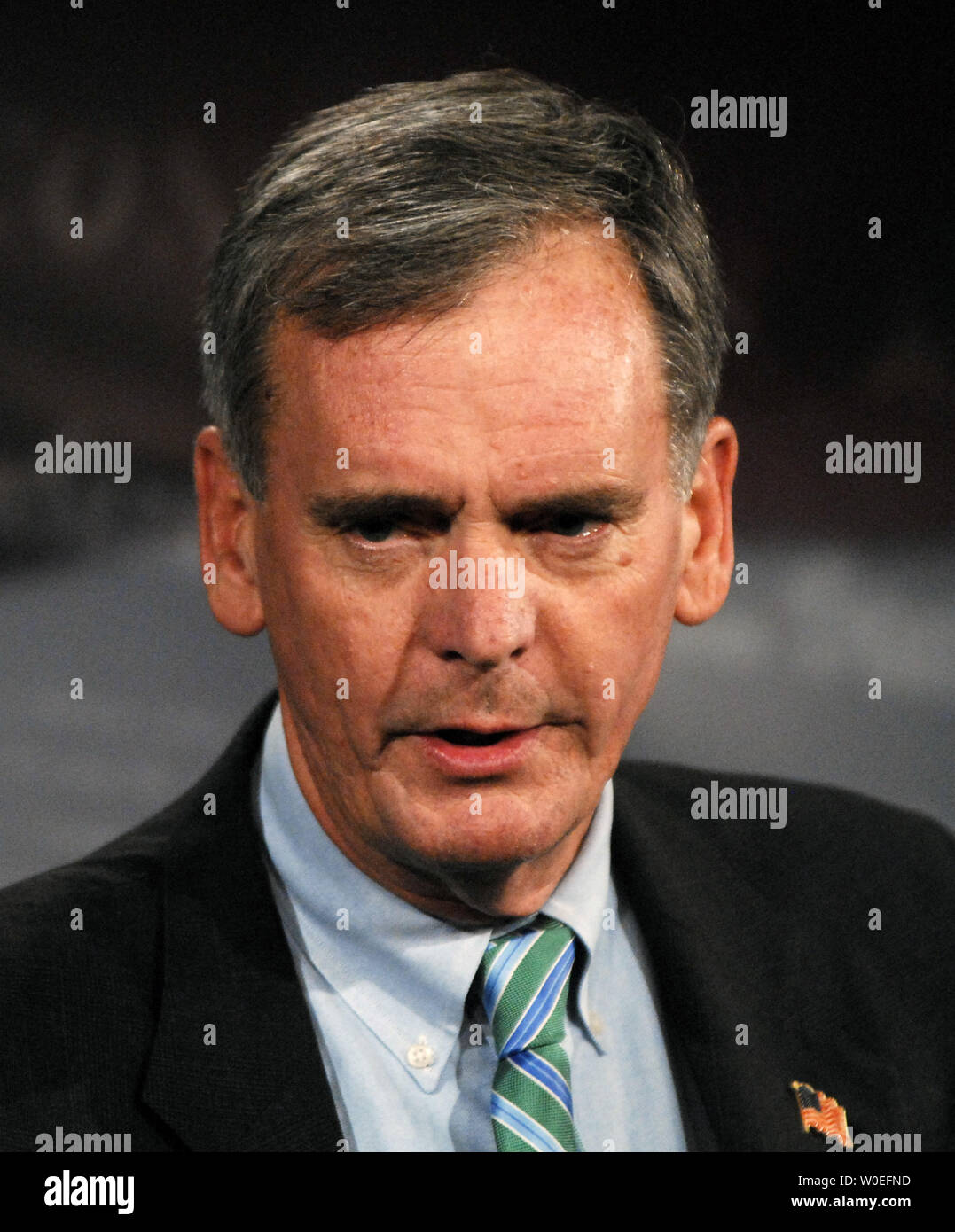 Sen. Judd Gregg (R-NH) speaks to the press about progress on the ...