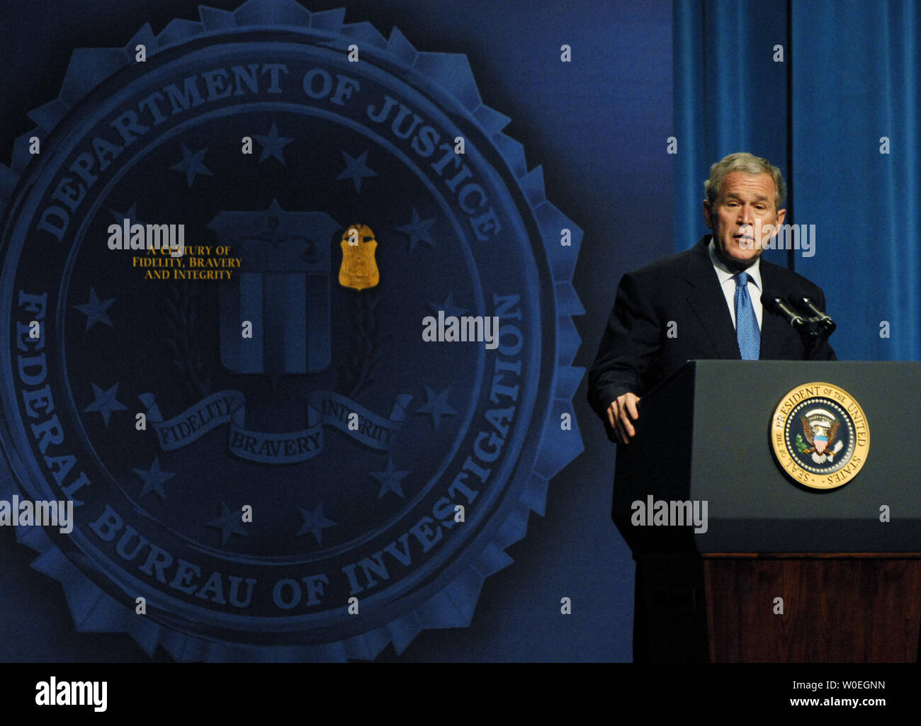 U.S. President George W. Bush speaks at the graduation ceremony for ...