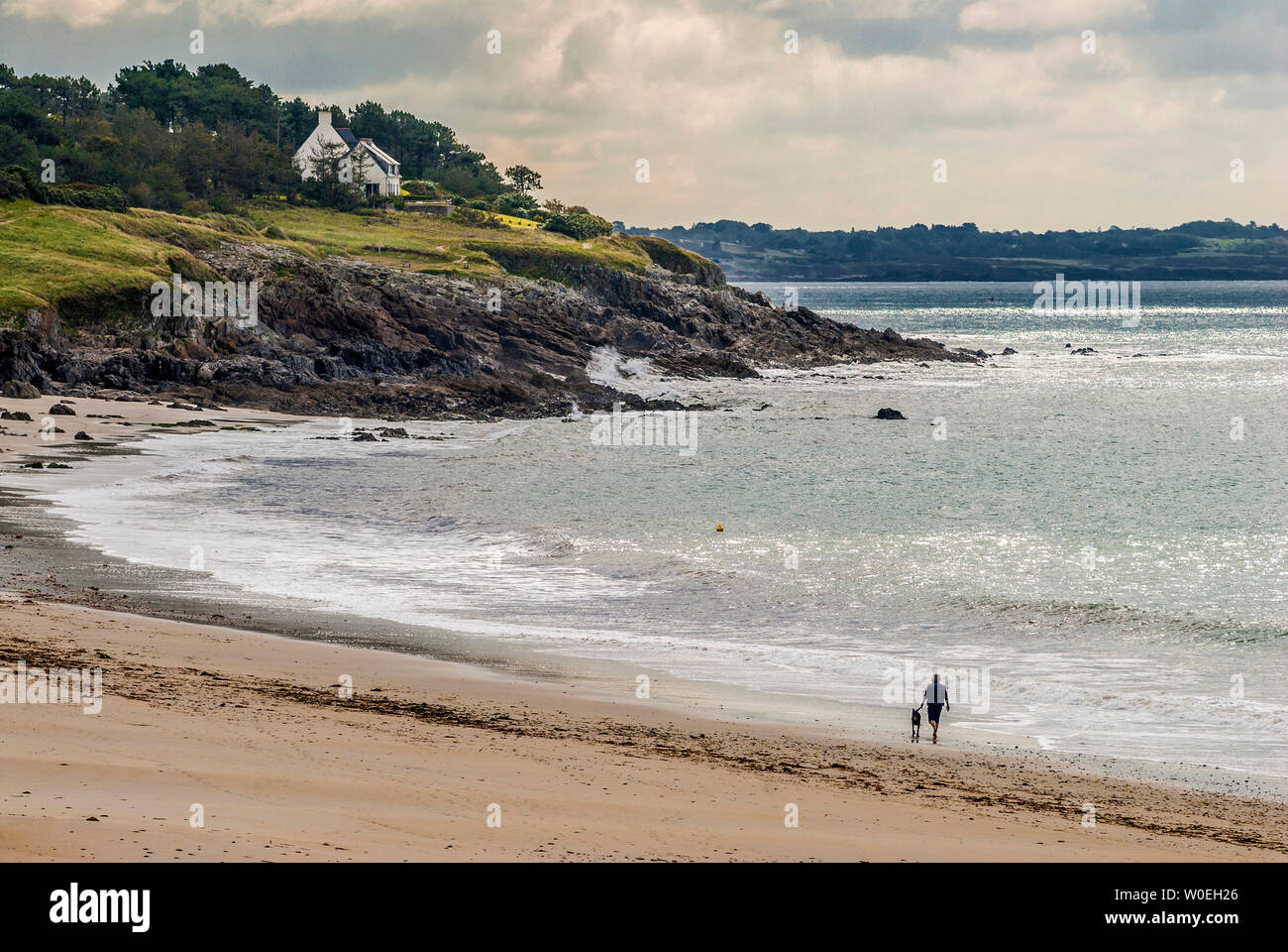 France, Brittany, Nevez, Raguenez beach and Pointe de Rospico Stock ...