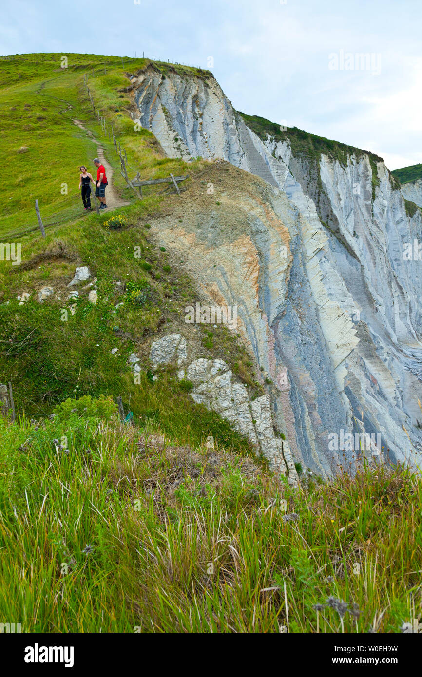 Flysch, Sakoneta beach, Deva, Gipuzkoa, The Basque Country, The Bay of ...