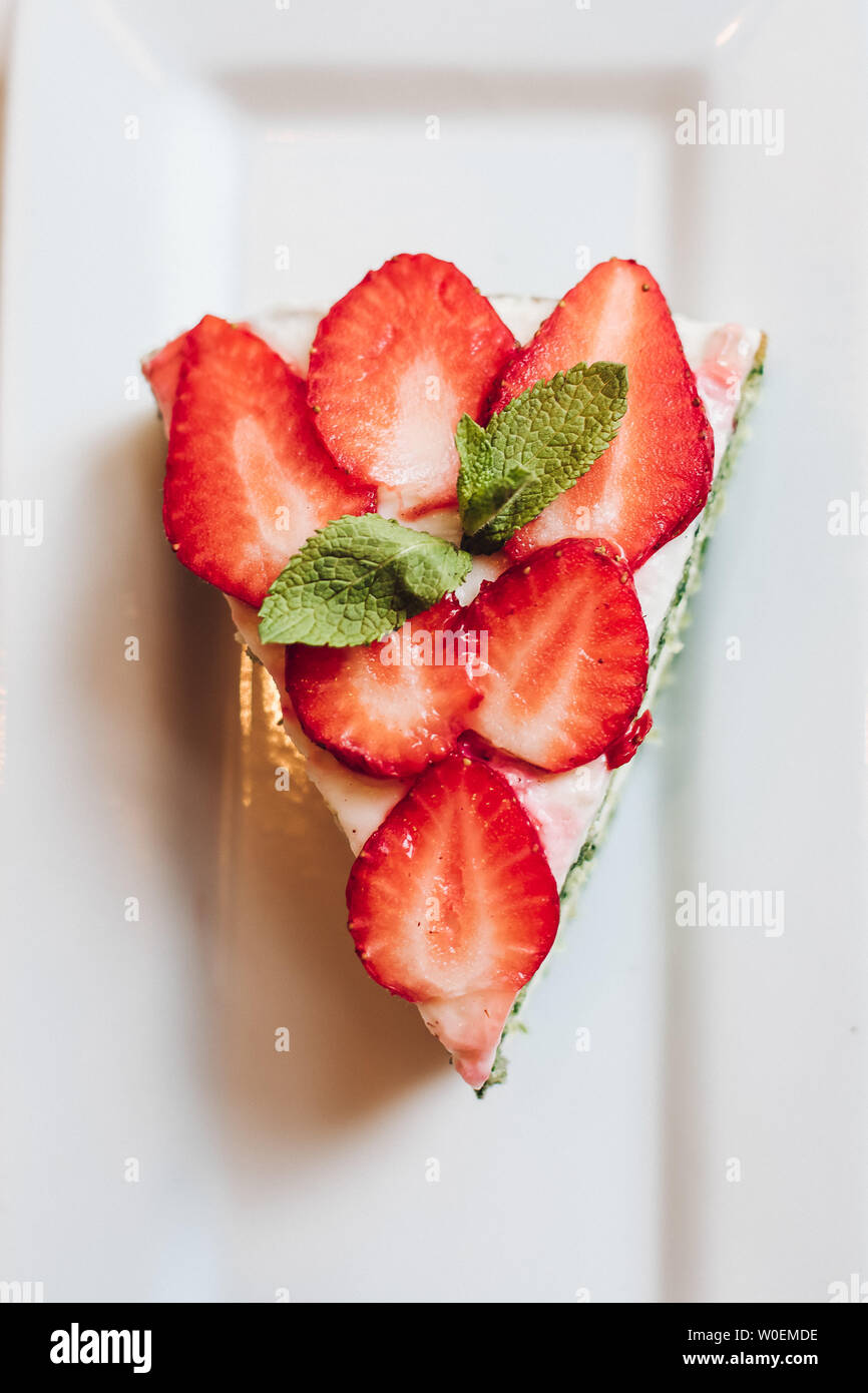Close view from above of tasty and delicious piece of cake Stock Photo ...