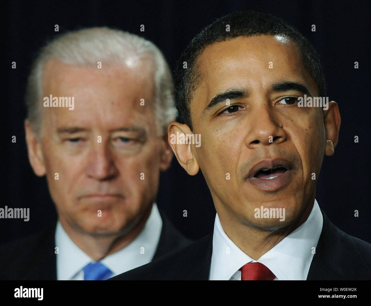 U.S. President Barack Obama, backed by Vice President Joe Biden ...