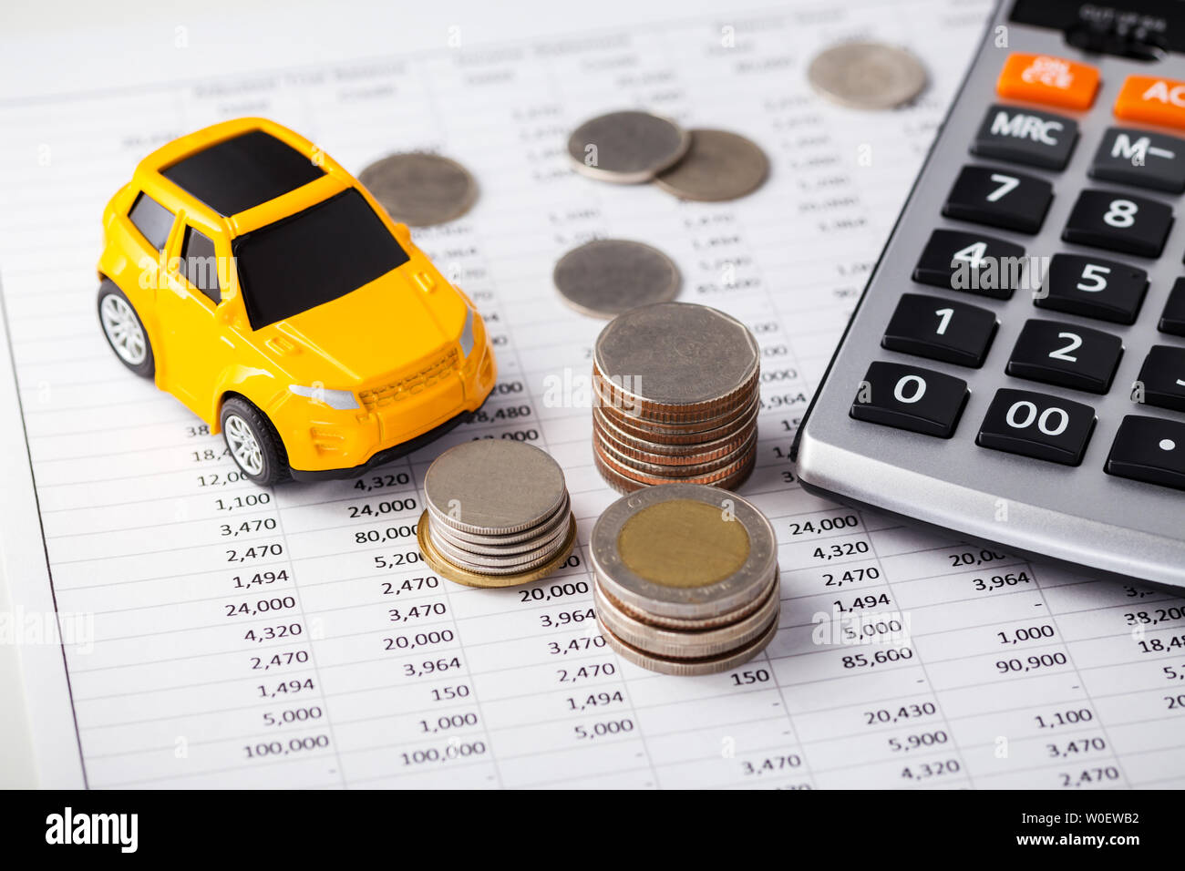 Calculator on financial statement hi-res stock photography and images ...