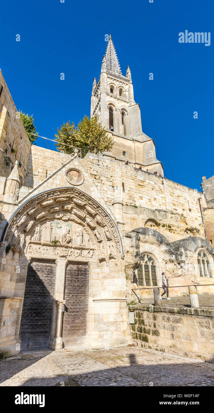 France, Gironde, Saint Emilion, monolithic church (11th - 13th century ...