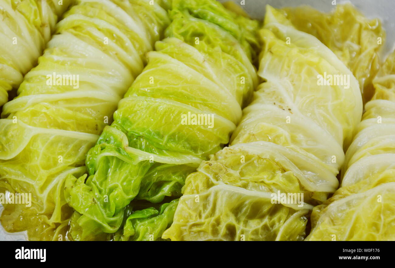 steamed Chinese cabbage stuffed minced pork and Indian mushroom on pot ...