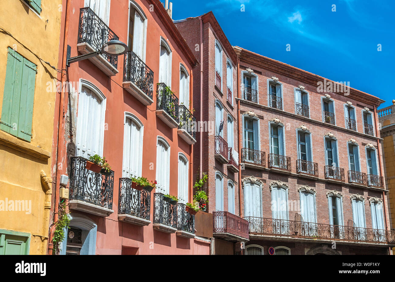 France, Occitania, Eastern Pyrenees, Perpignan, Emile Zola street Stock ...