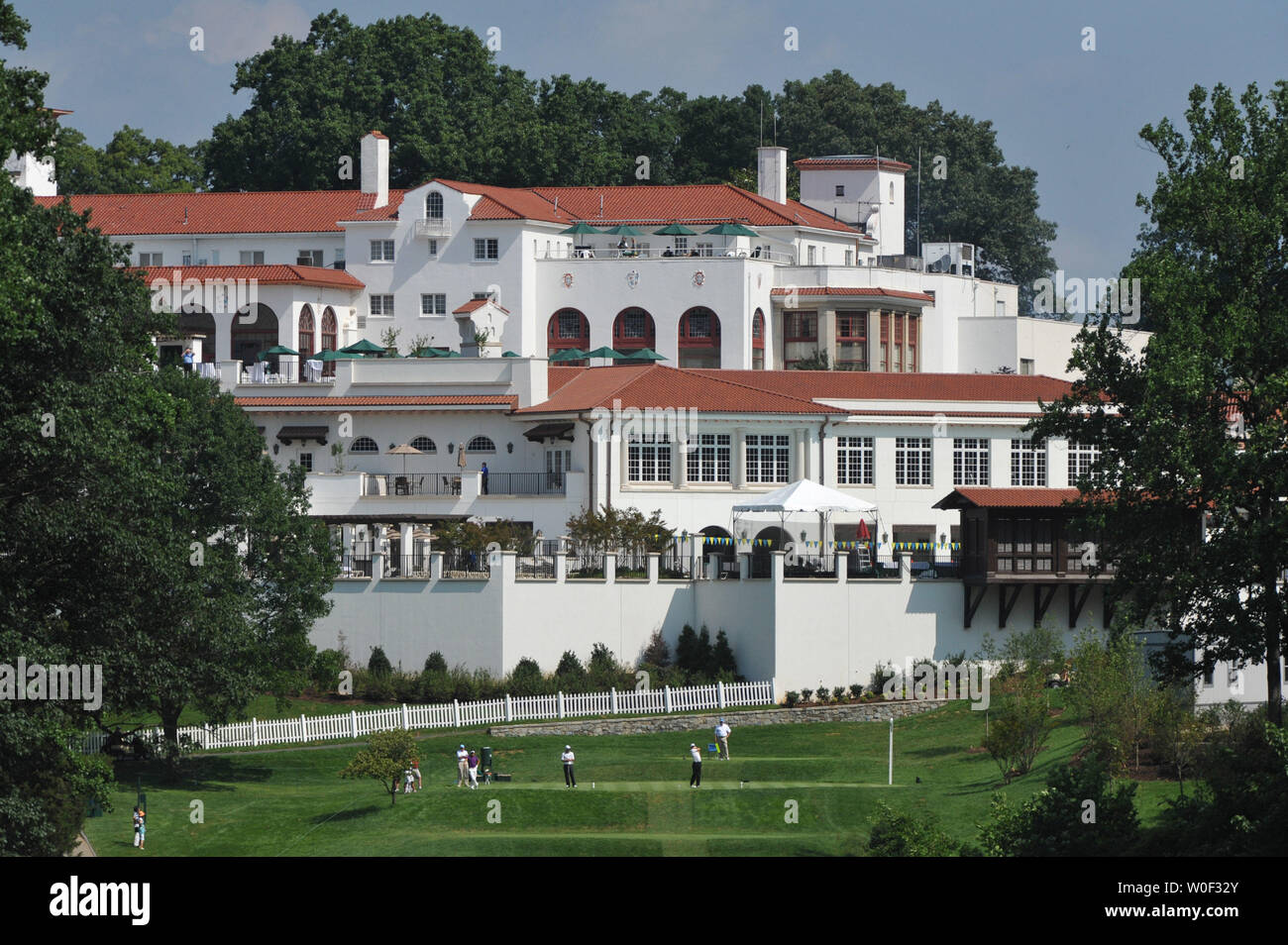 The new addition to the club house at the Congressional Country Club is seen looking down the ...
