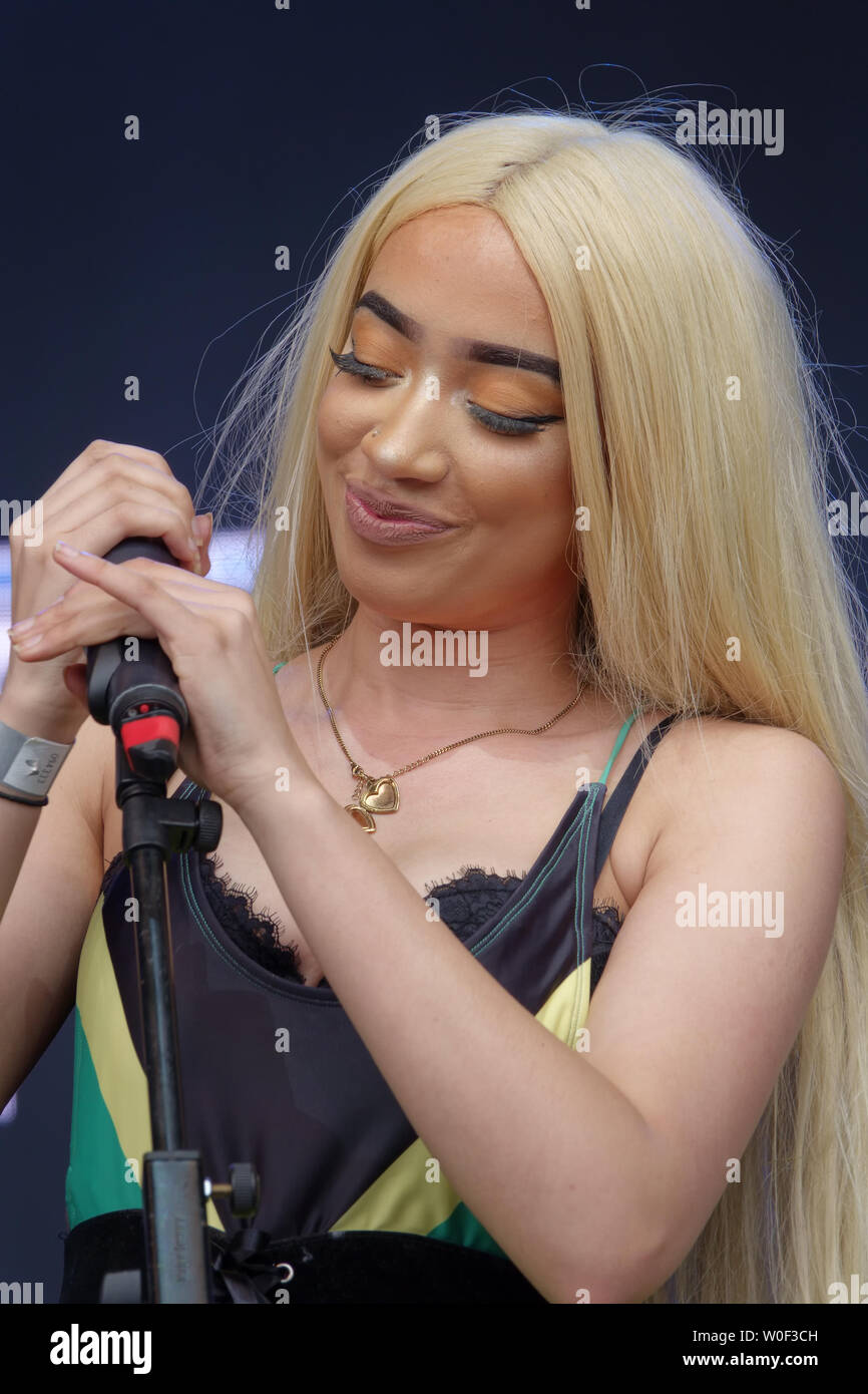 Tabitha Jade performing on stage at the 2019 Africa Oye Music Festival ...