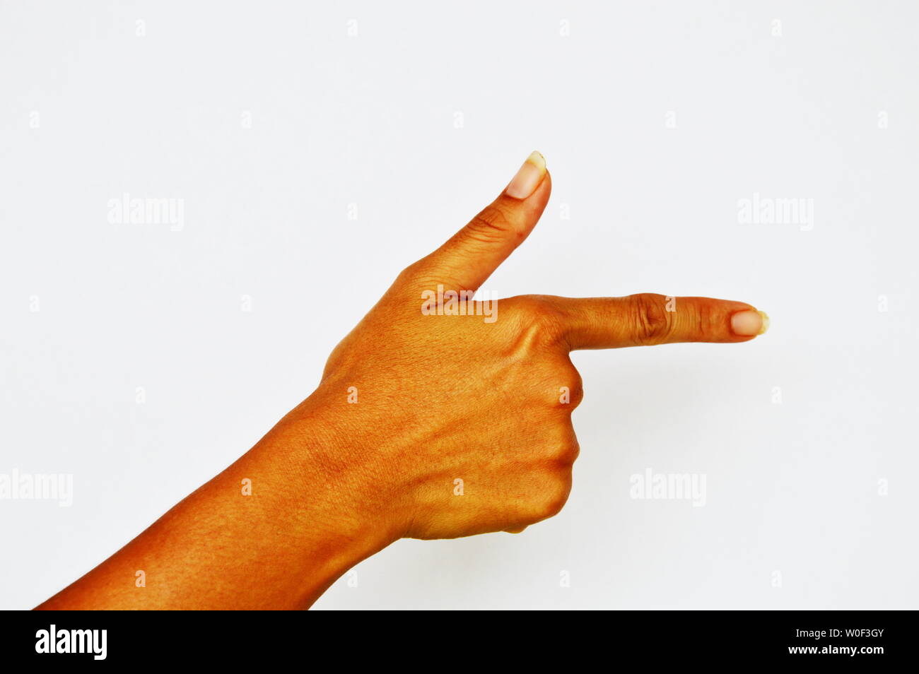 hand make two finger on white background Stock Photo - Alamy