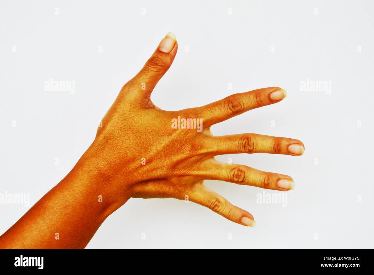 hand make five finger on white background Stock Photo - Alamy