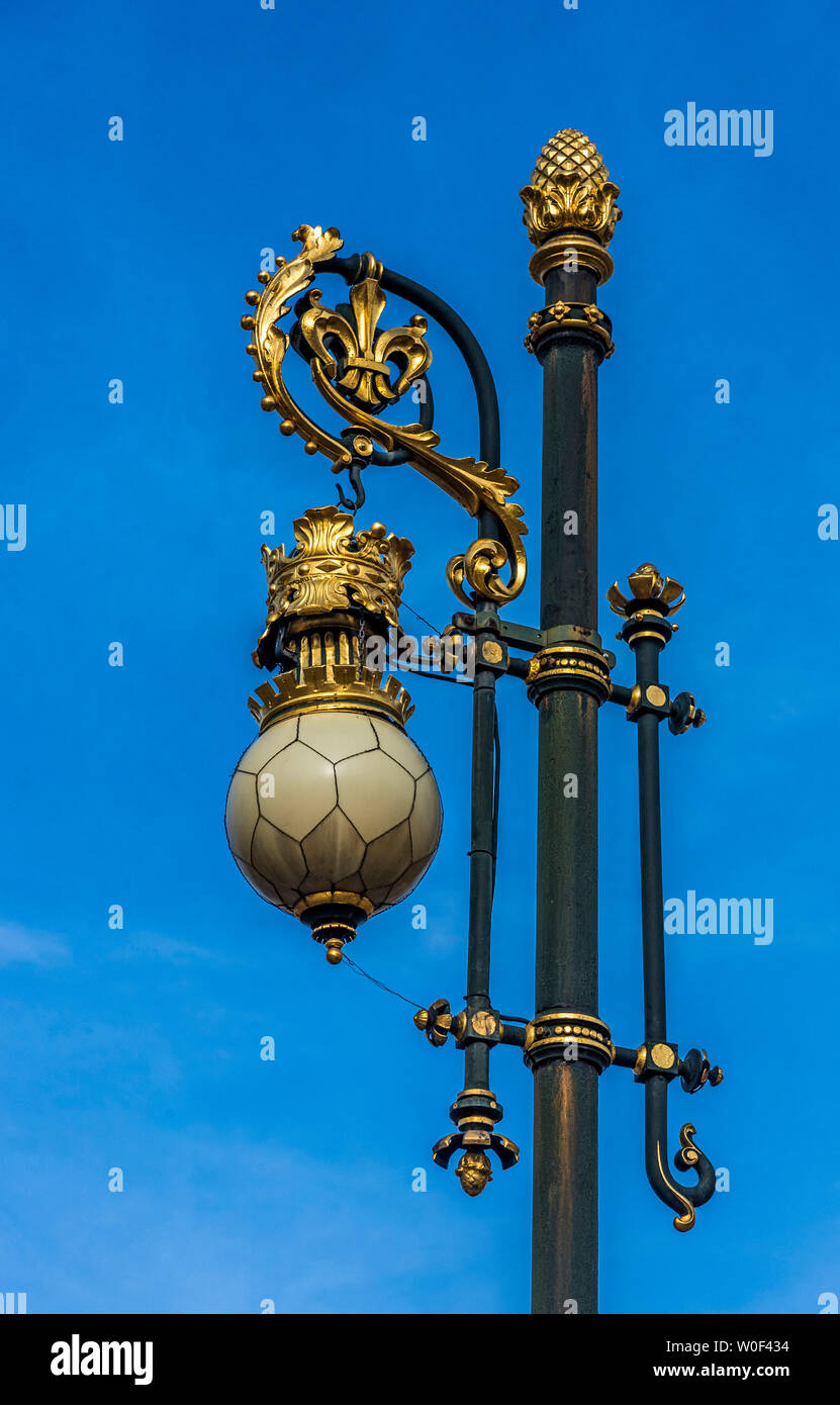 Spain, Madrid, lamppost of the Plaza de Armas of the Royal Palace (18th ...