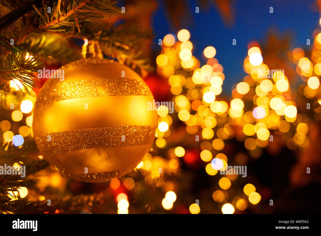 Christmas ornaments on tree Stock Photo - Alamy