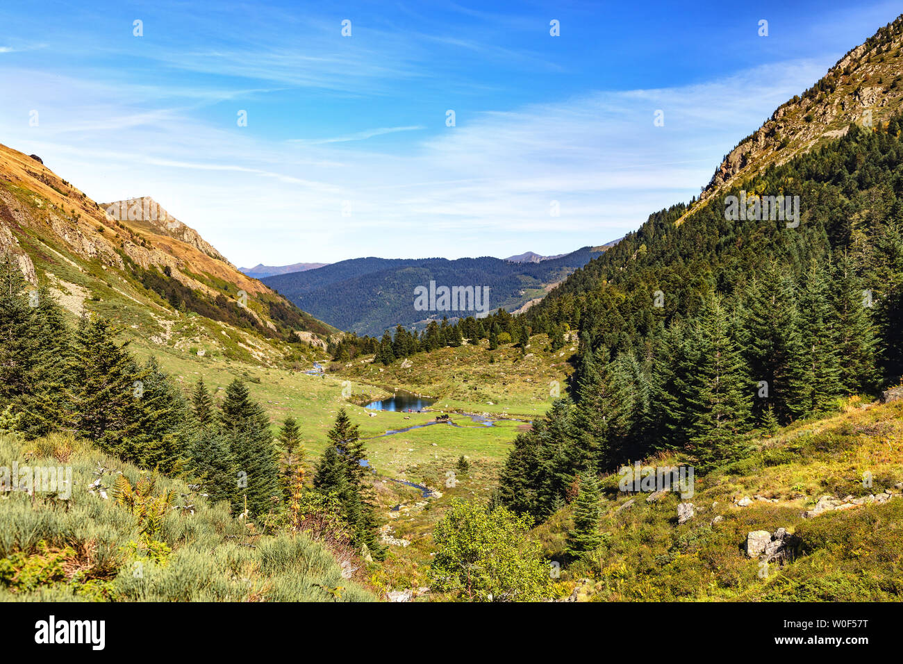 GR10, Hiking of tne Etang de Comte, Ariège Pyrenees, Occitanie, France ...