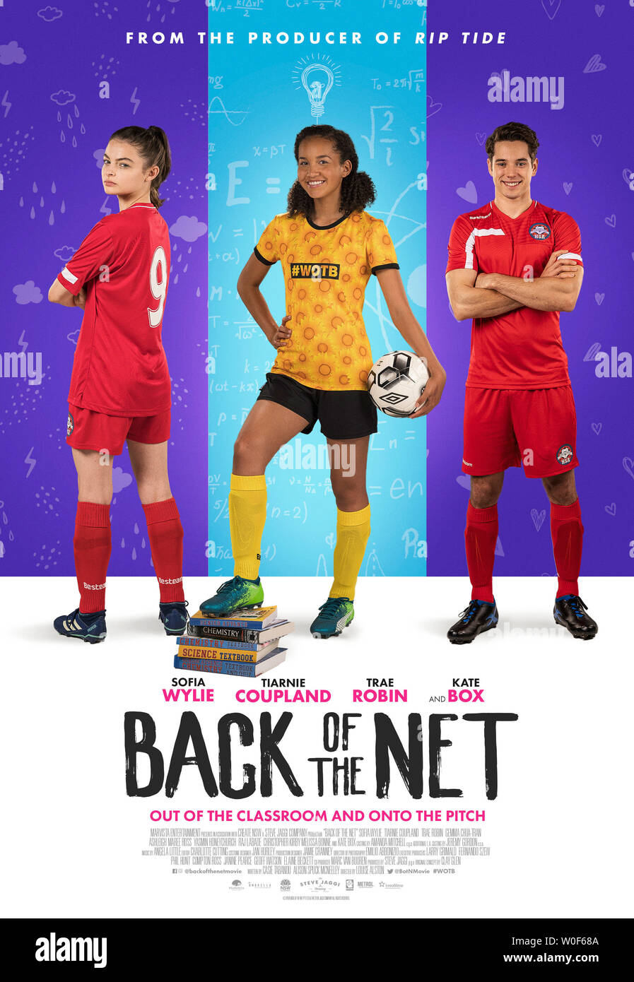 BACK OF THE NET, poster, from left: Tiarnie Coupland, Sofia Wylie, Trae ...