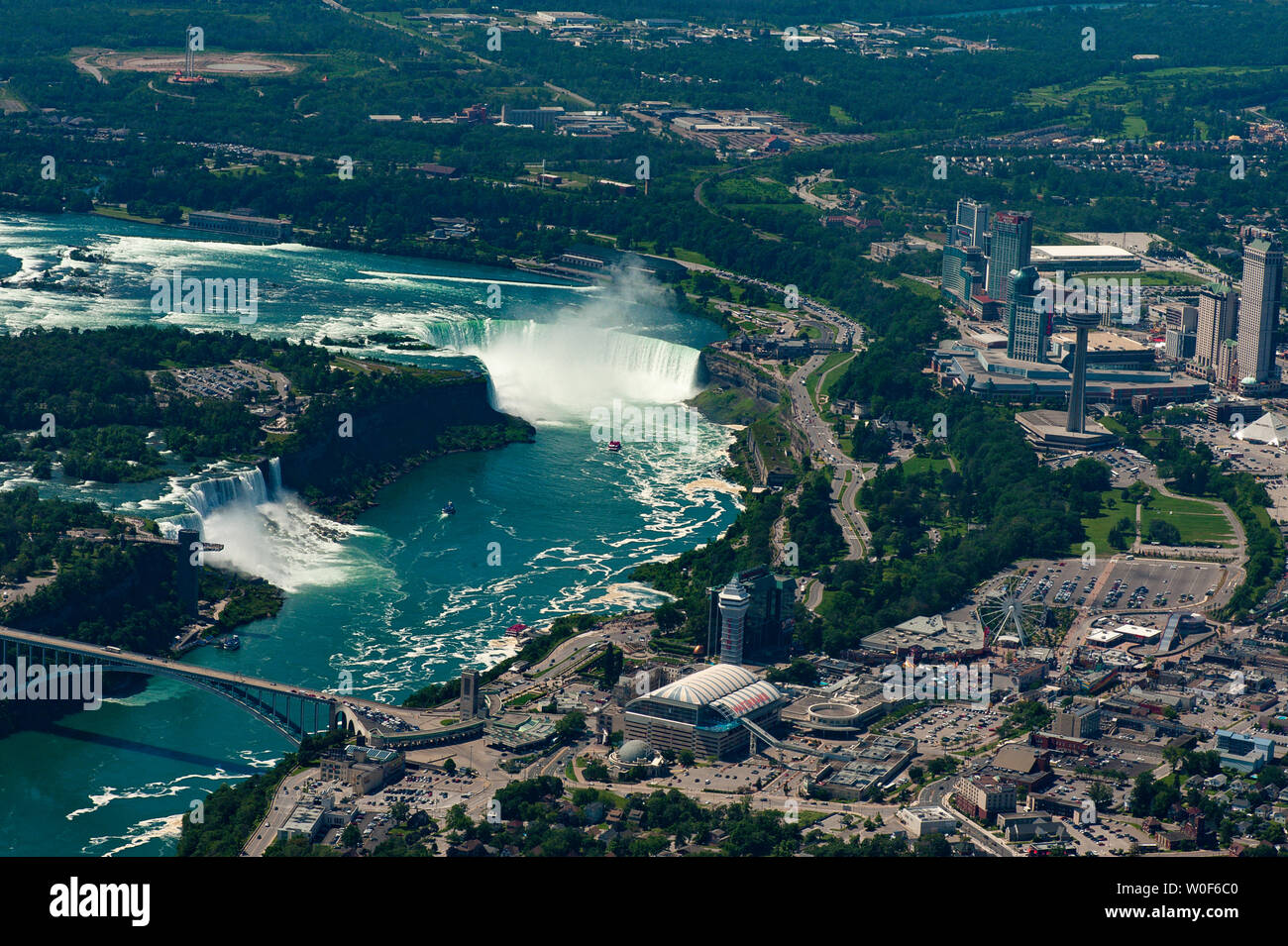 Global view of Niagara falls from above, Niagara, Ontario, Canada Stock ...
