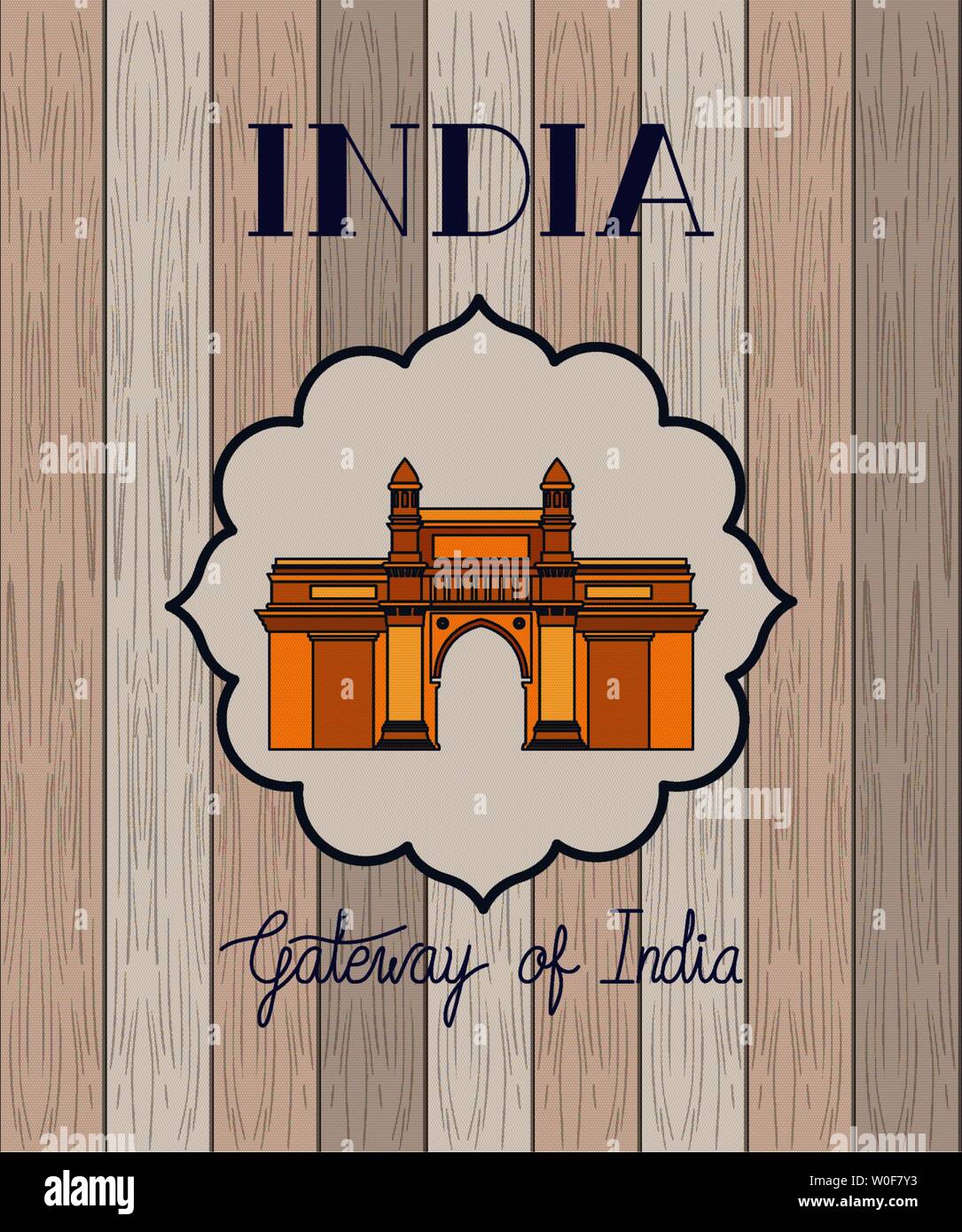 indian gate temple with wooden background Stock Vector Image & Art - Alamy