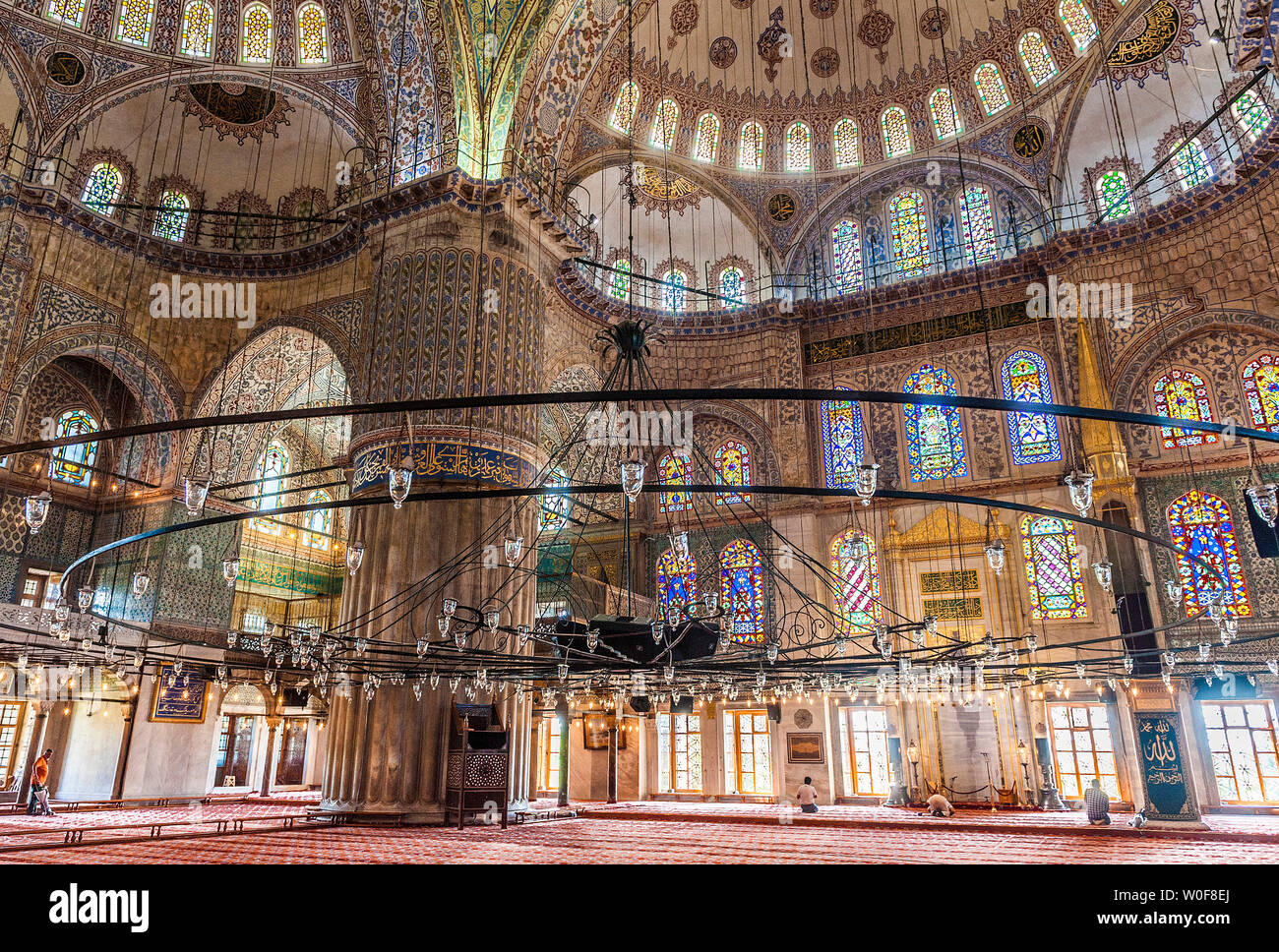 Turkey, Istanbul, Blue Mosque's prayer room (1616 by Mehmet Aga, Sinan ...