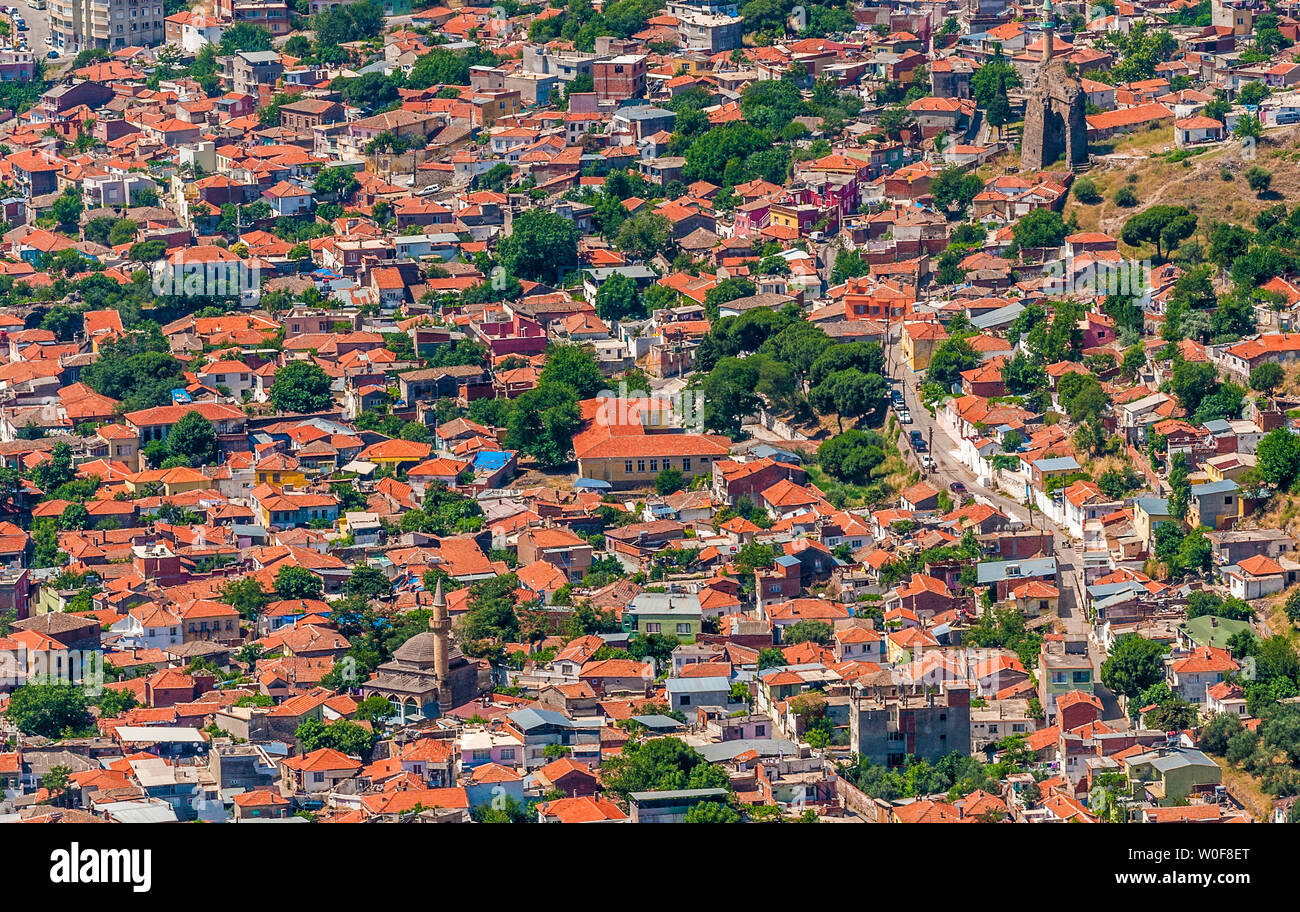 Turkey, Izmir province, semi aerial view over the modern city of ...