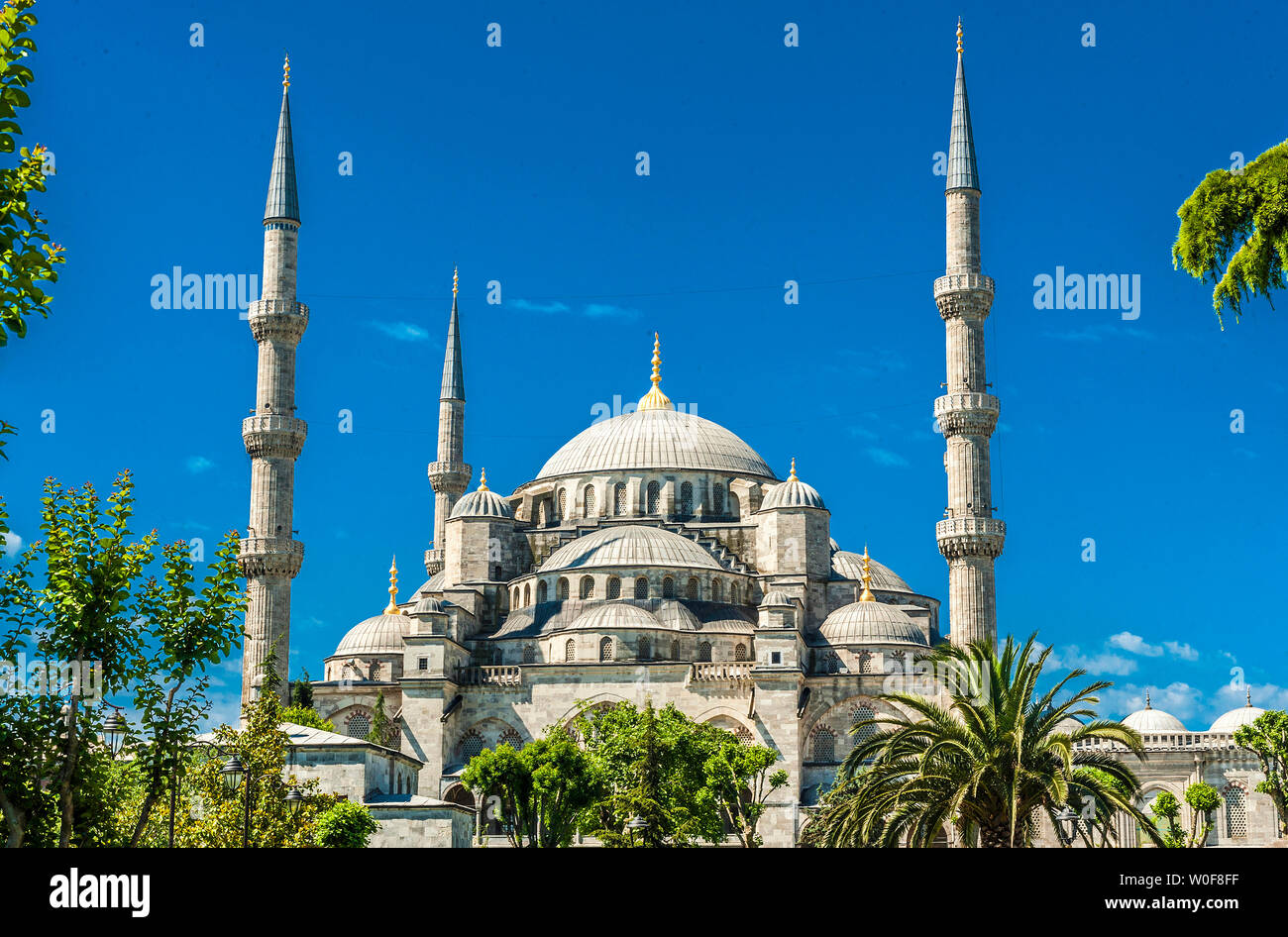 Turkey, Istanbul, Blue Mosque's domes and minarets (1616 by Mehmet Aga ...