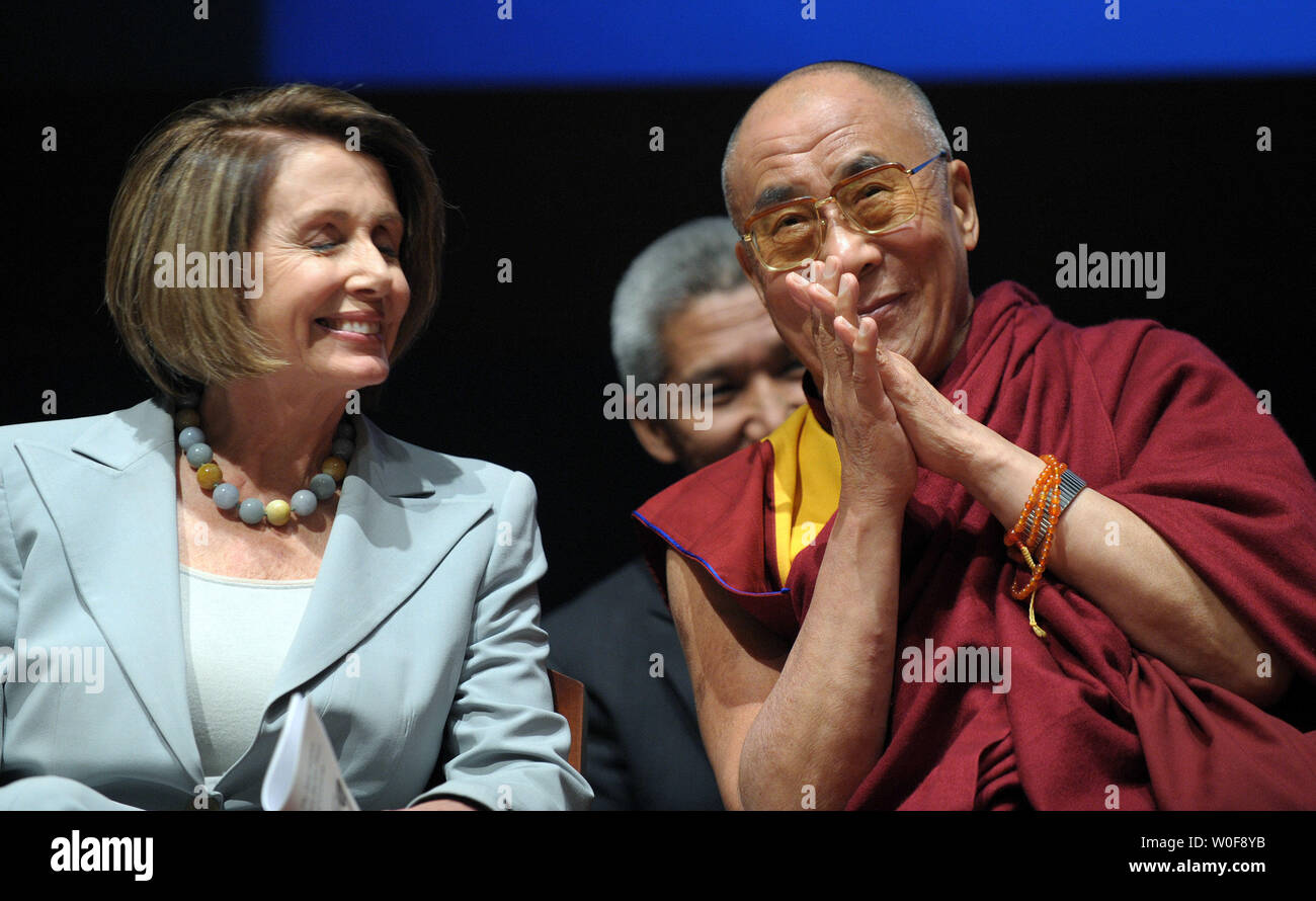 The Dalai Lama and Speaker of the House Nancy Pelosi, D-CA, participate ...