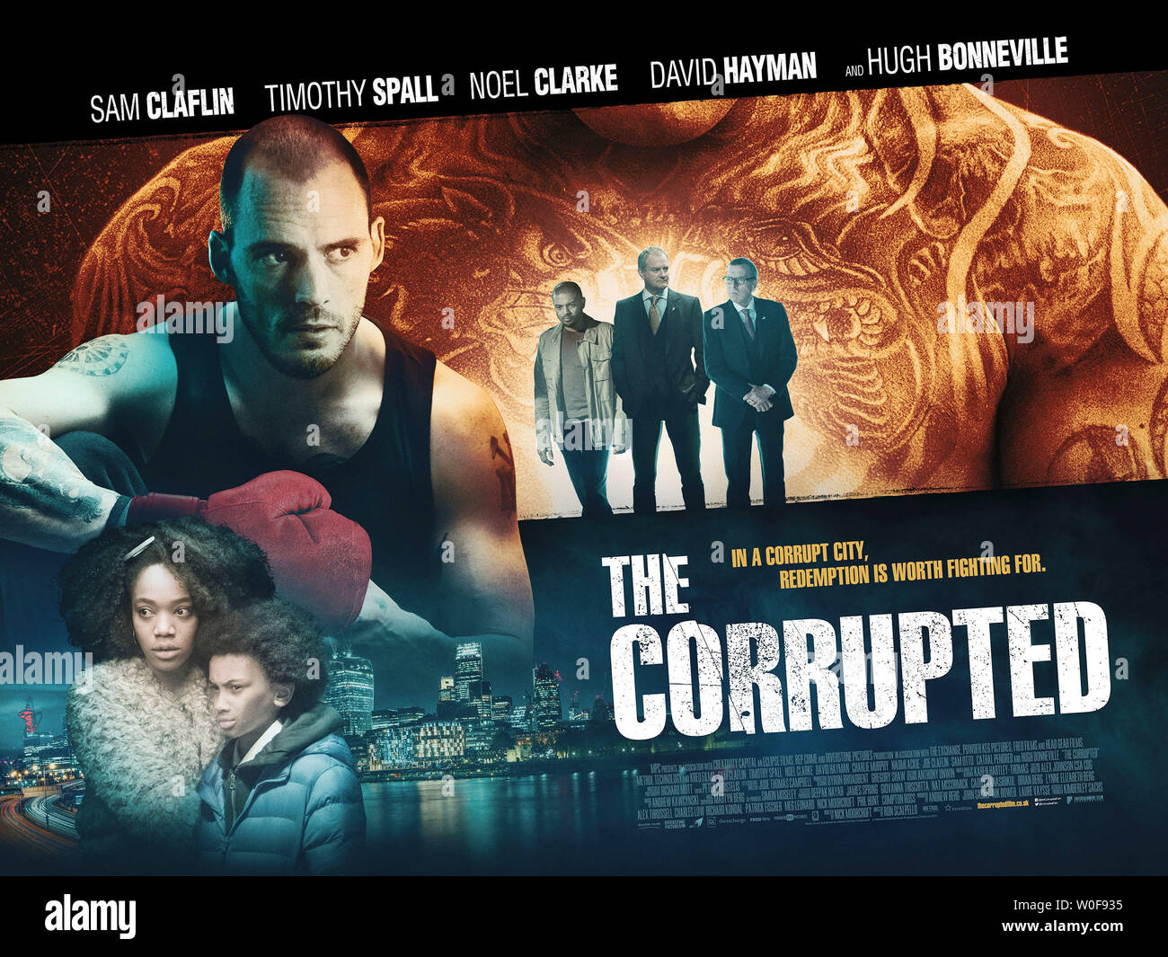 THE CORRUPTED, British poster, top from left: Sam Claflin, Noel Clarke ...