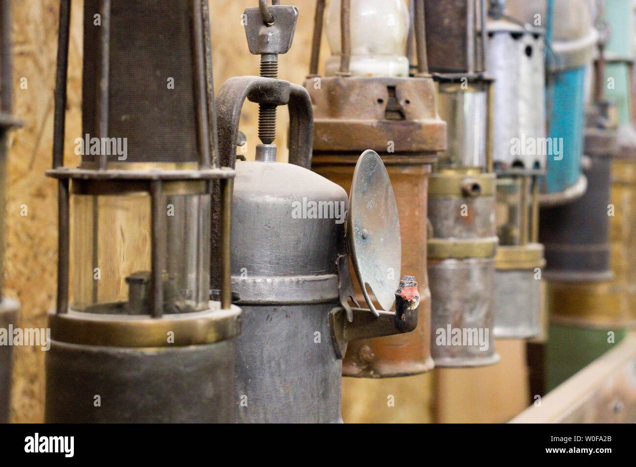 Set of old lights for mining Stock Photo - Alamy