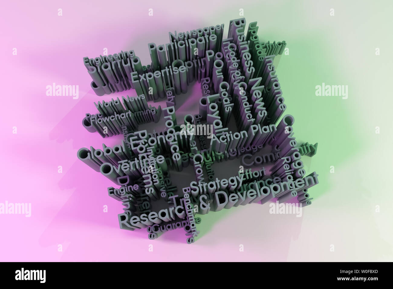 3D business keyword and words cloud. For web page, graphic design ...