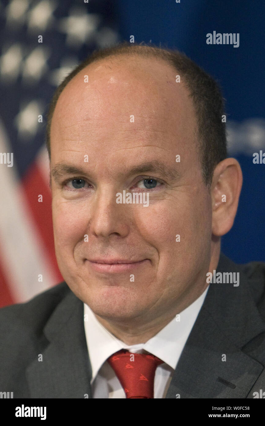 Prince Albert II of Monaco waits to be introduced at the National Press ...